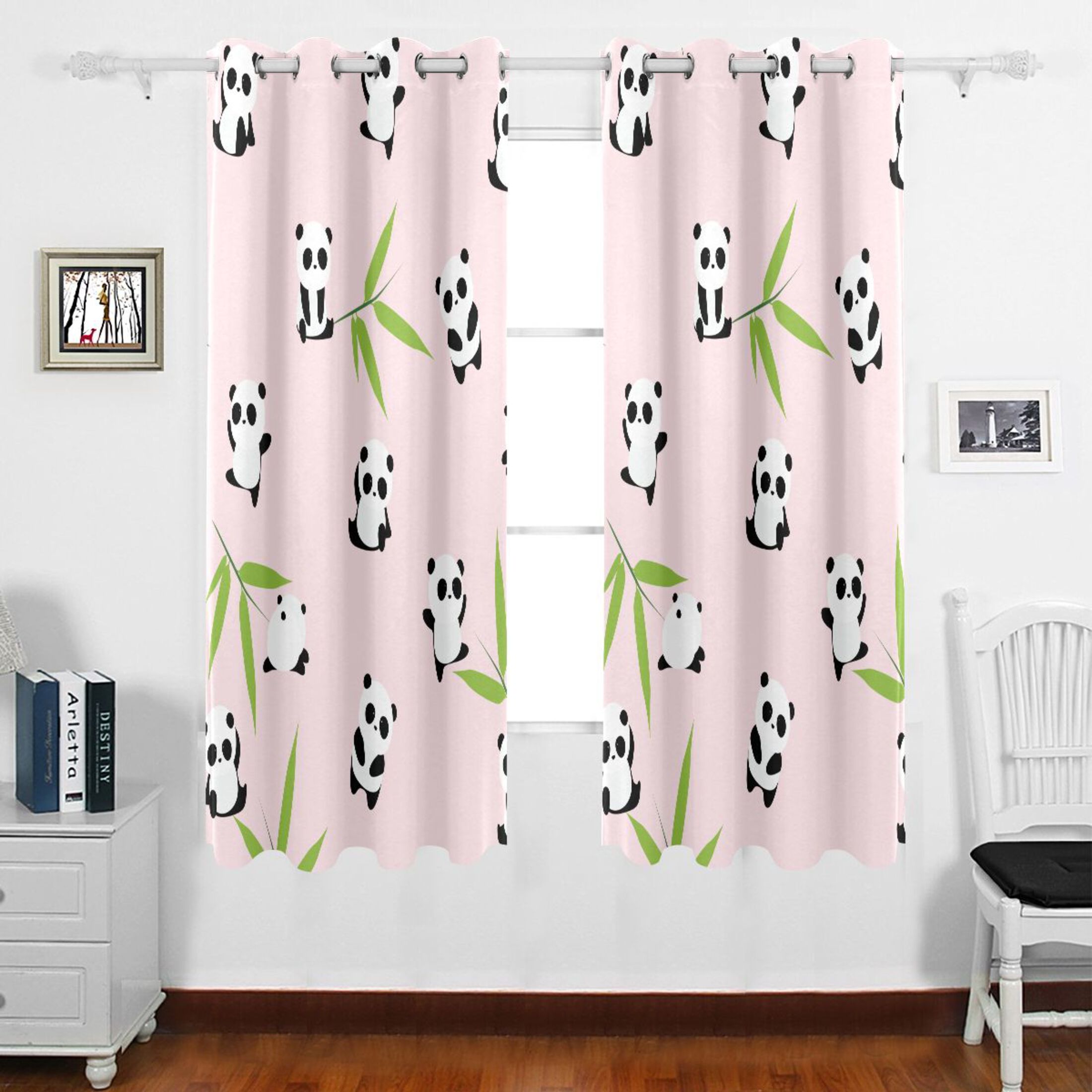 Cute Cartoon Panda Grommet Blackout Curtains Thermal Insulated Window ...