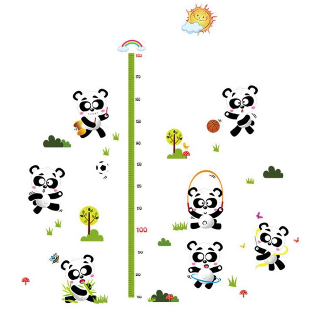 Cute Cartoon Panda Height Measure Wall Sticker Decal for Kids Nursery ...