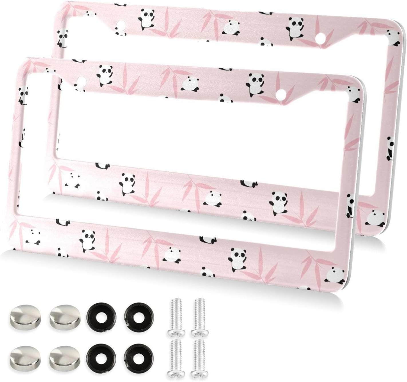 Cute Cartoon Panda License Plate Frame, Decorative Aluminum Car Tag ...