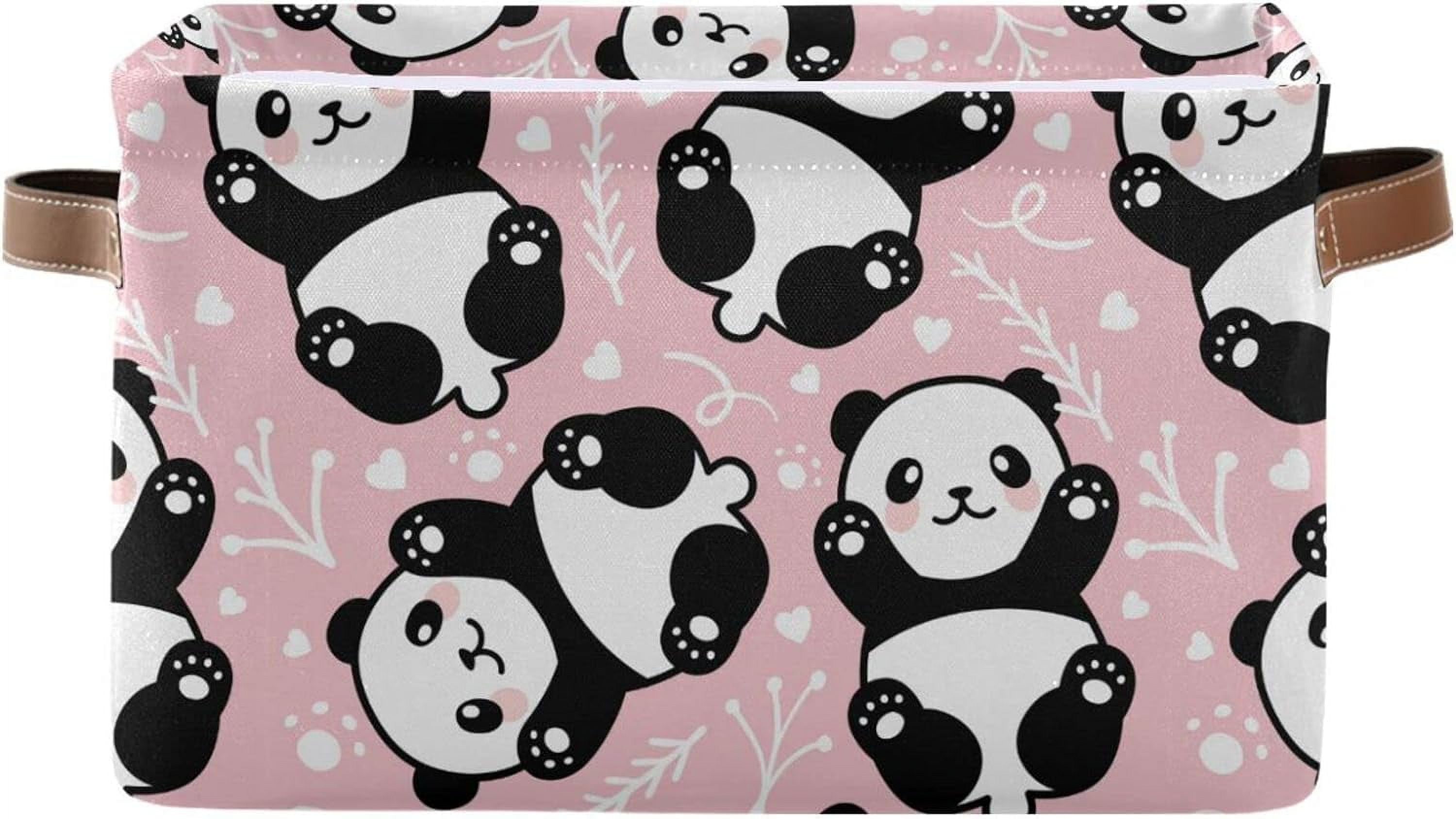 Cute Cartoon Panda Storage Baskets Rectangle Foldable Canvas Fabric ...