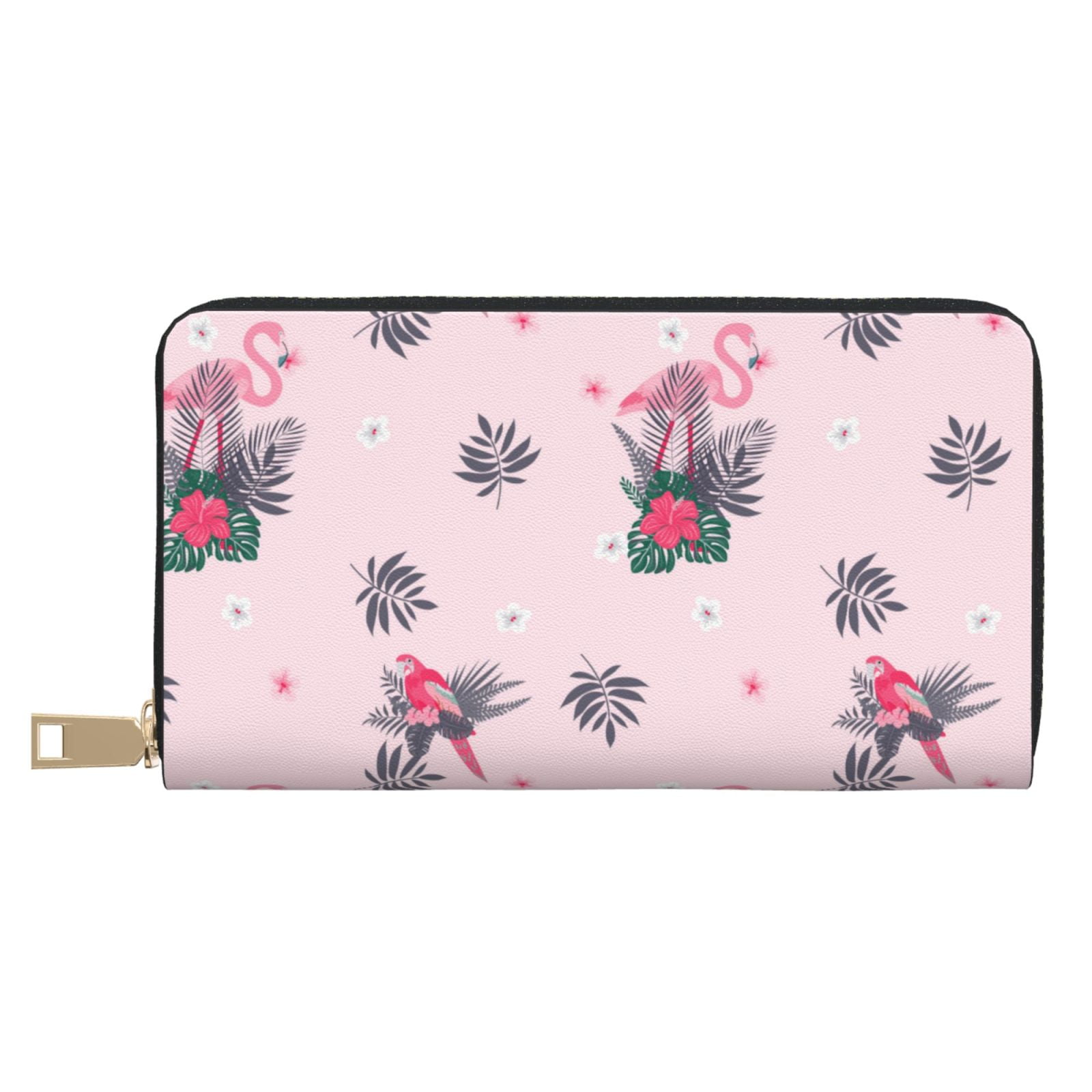 Cute Cartoon Parrot Flamingo Flower Wallet Women, Leather Bifold Multi ...