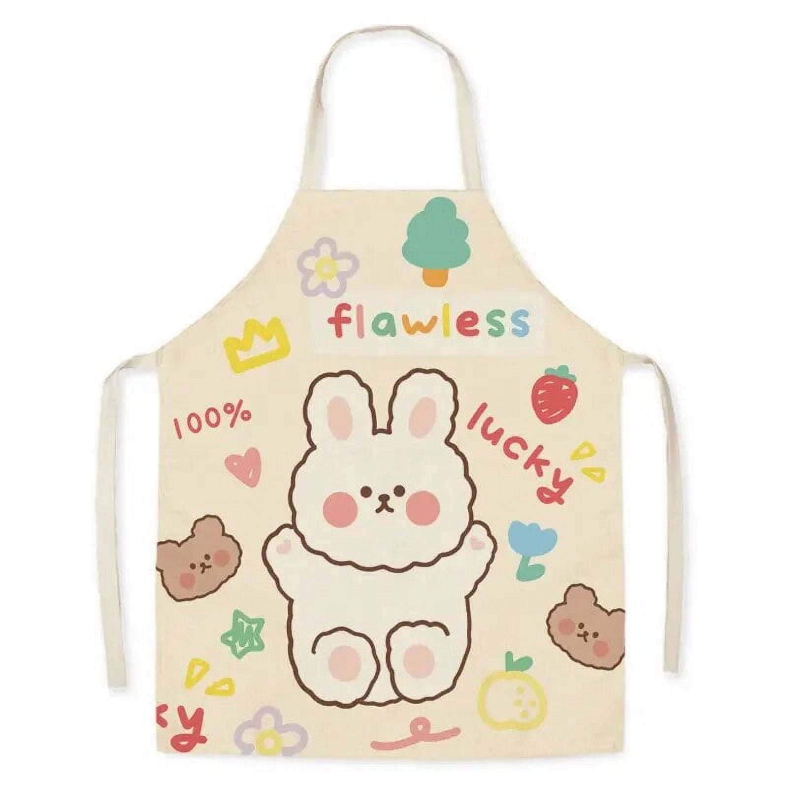 Cute Cartoon Pattern Apron Linen Oil and Pollution-proof Children's ...