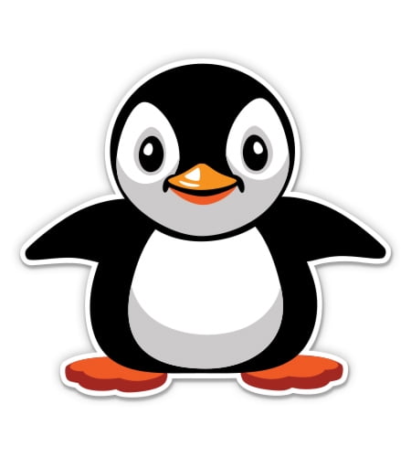 Cute Cartoon Penguin - 5" Vinyl Sticker - For Car Laptop I-Pad ...