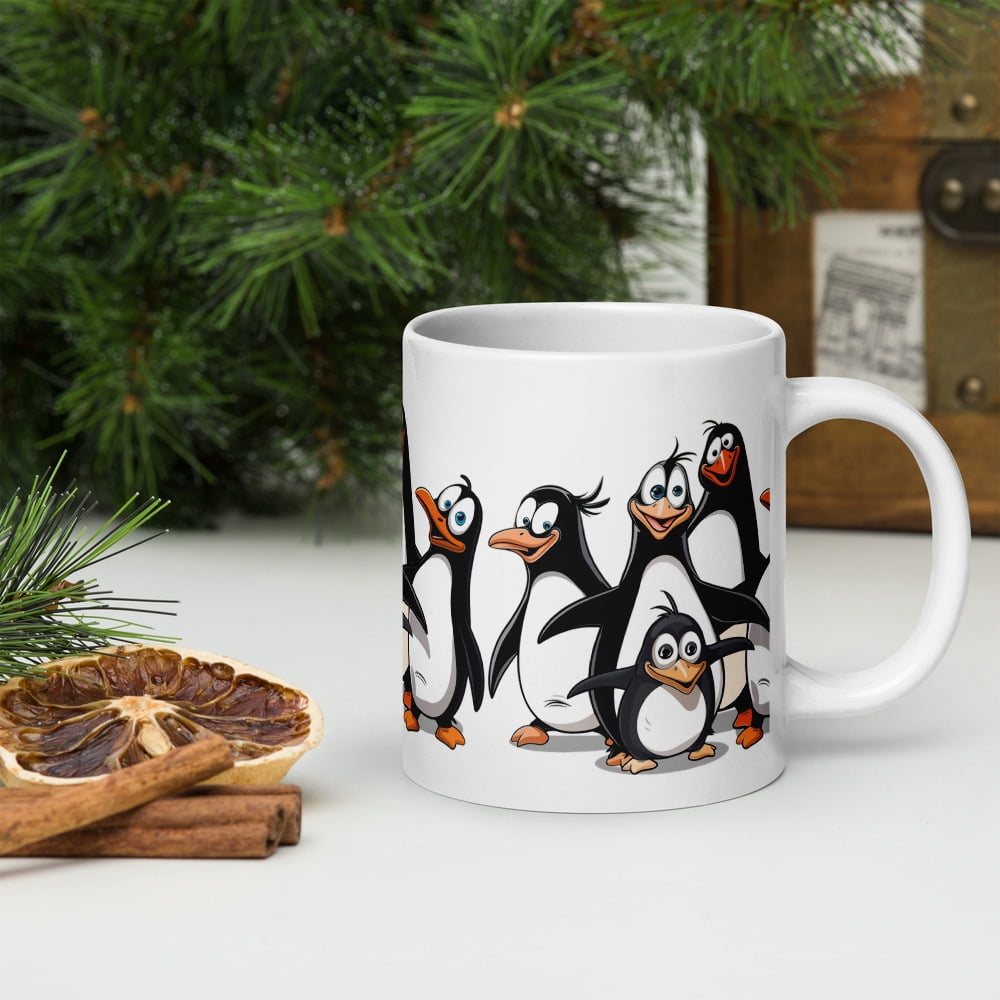 Cute Cartoon Penguins on a White glossy mug (20 oz) - Walmart.com