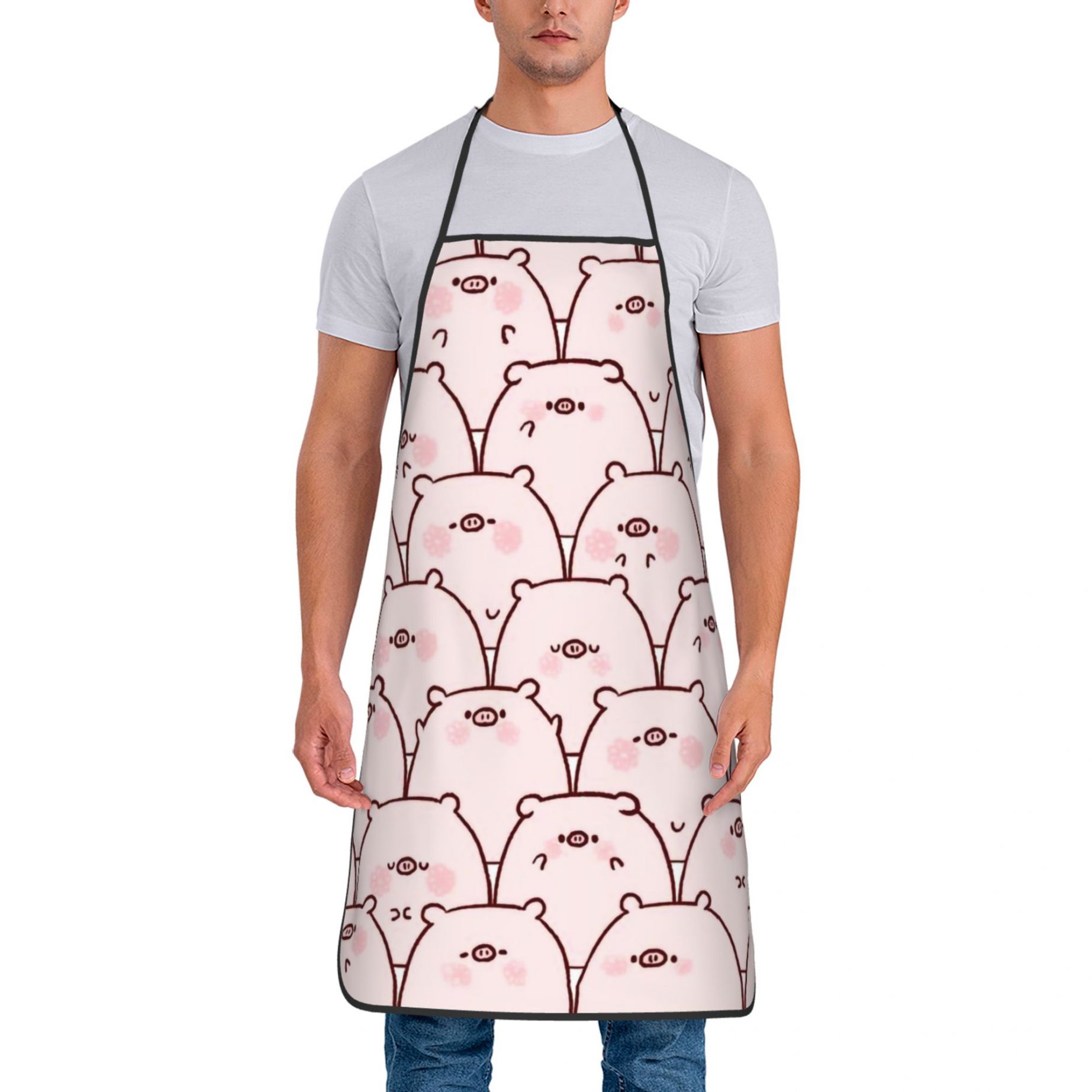Cute Cartoon Pig Seamless Art Aprons for Women Men Waterproof Apron ...