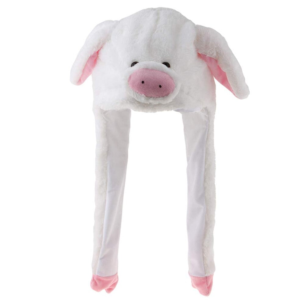 Cute Cartoon Pig Shaped Headgear Soft Warm Funny Hat Moving Ears Plush ...