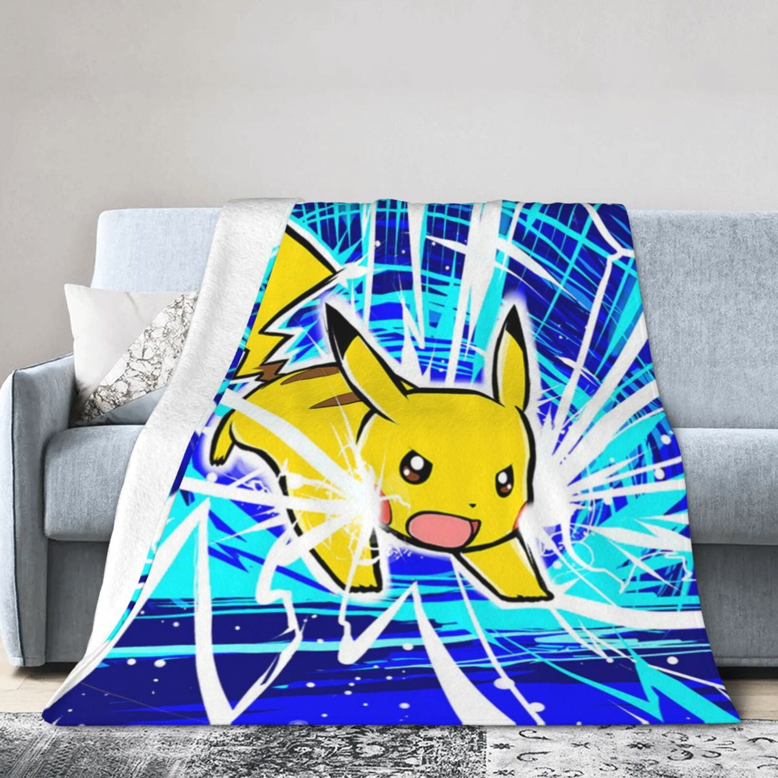 Cute Cartoon Pikachu Soft Fuzzy Light Weight Pokemon character Printed ...