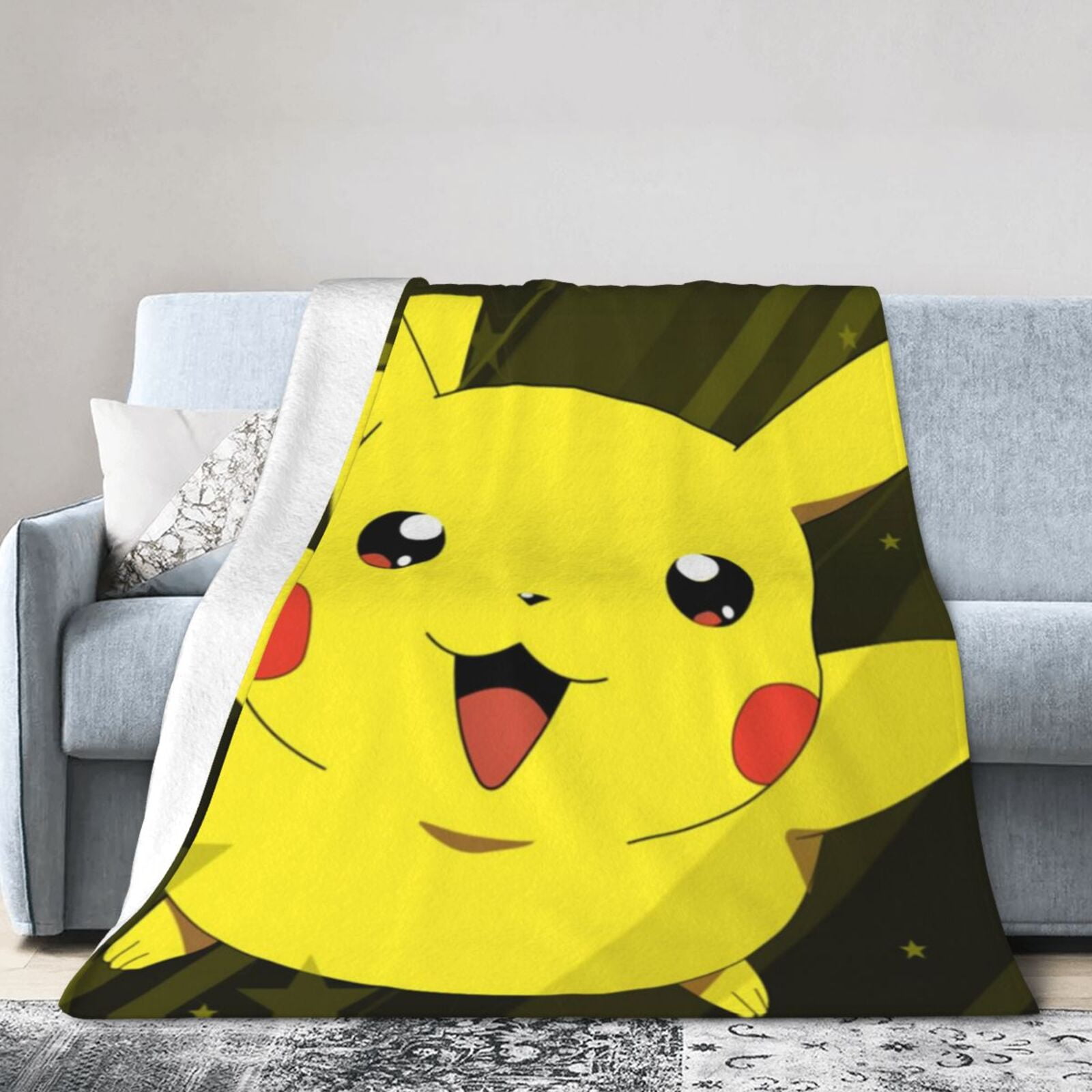 Cute Cartoon Pikachu Soft Fuzzy Light Weight Pokemon character Printed ...