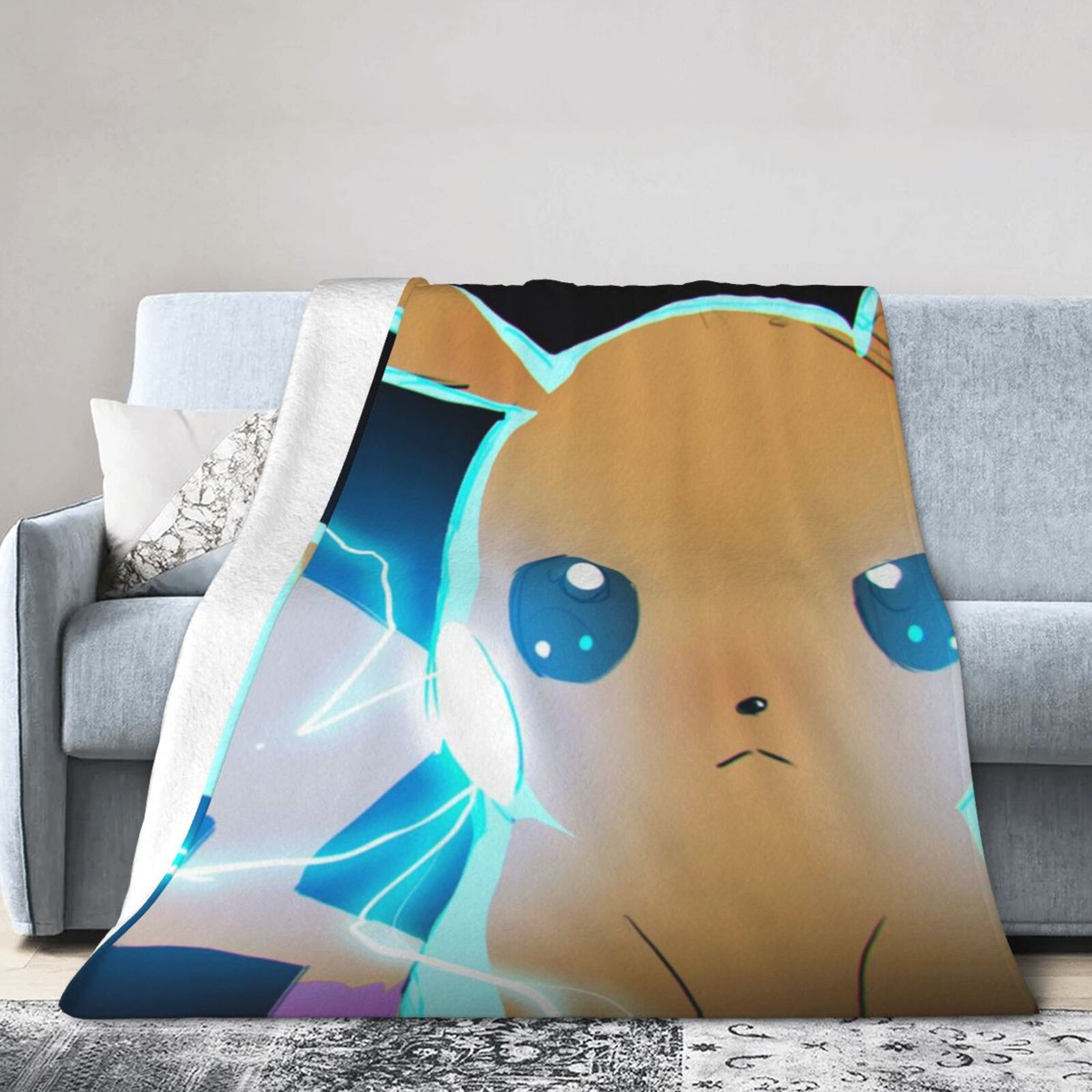 Cute Cartoon Pikachu Soft Fuzzy Light Weight Pokemon character Printed ...