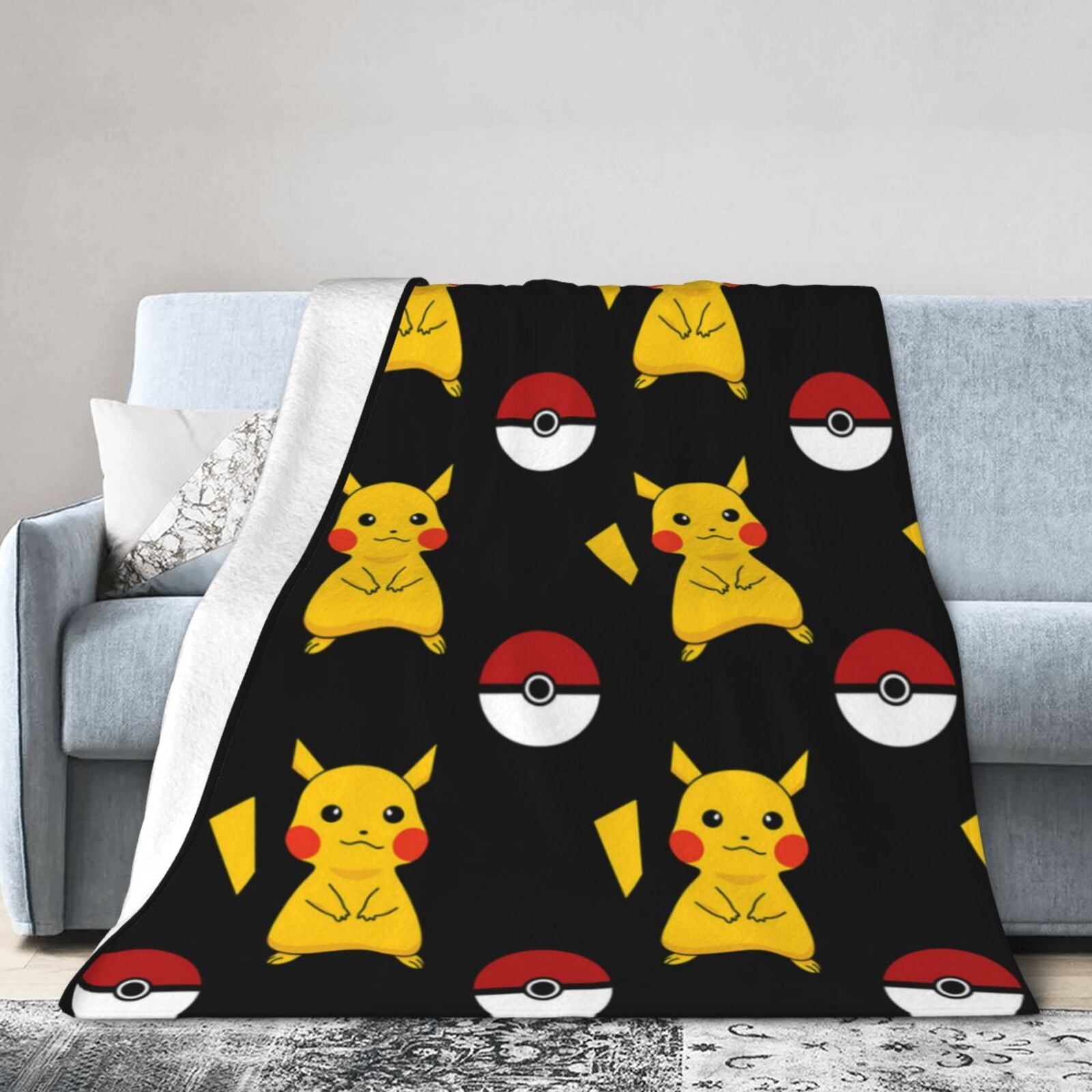 Cute Cartoon Pikachu Soft Fuzzy Light Weight Pokemon character Printed ...