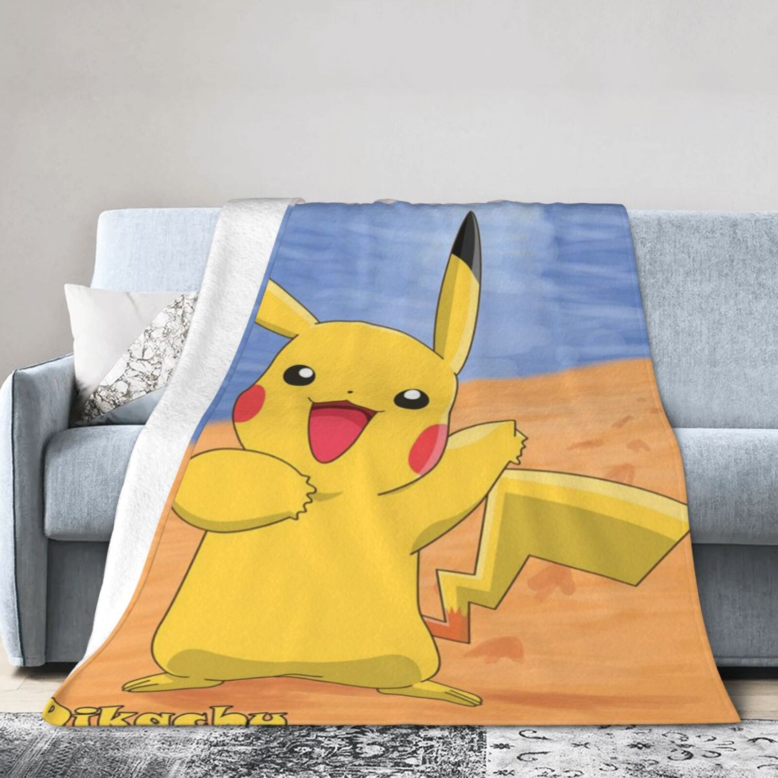 Cute Cartoon Pikachu Soft Fuzzy Light Weight Pokemon character Printed ...