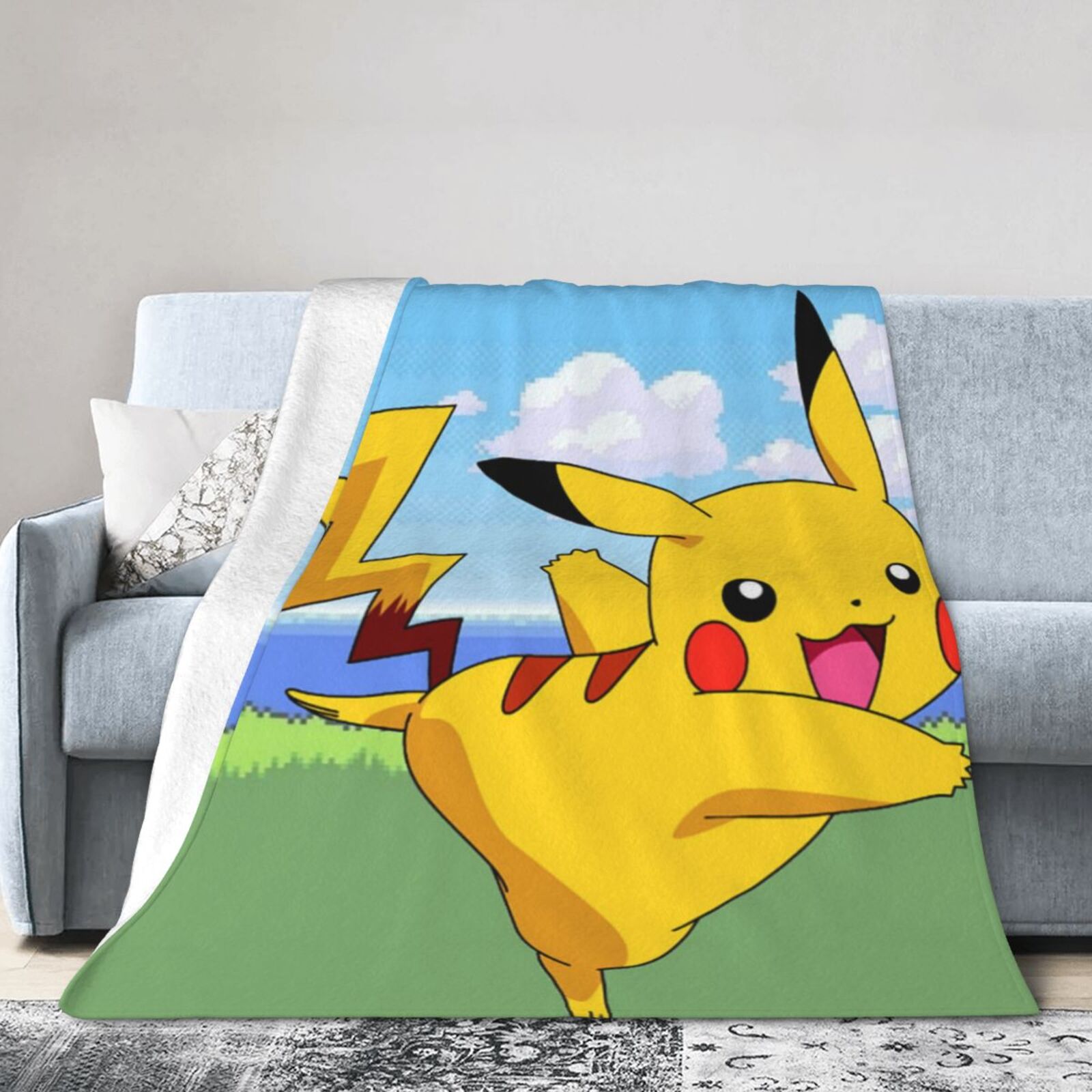 Cute Cartoon Pikachu Soft Fuzzy Light Weight Pokemon character Printed ...