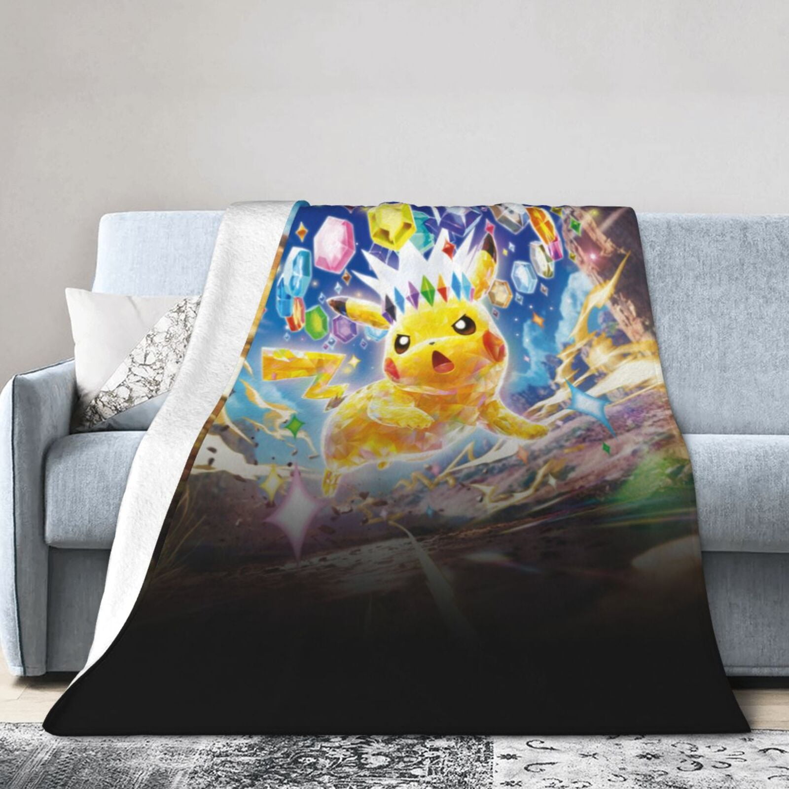 Cute Cartoon Pikachu Soft Fuzzy Light Weight Pokemon character Printed ...