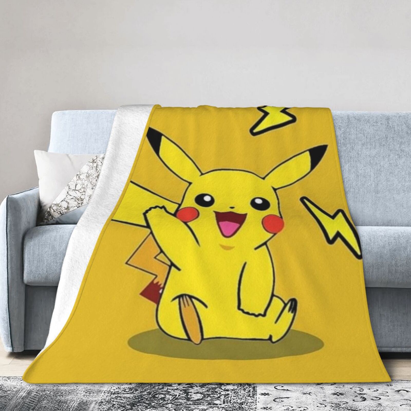Cute Cartoon Pikachu Soft Fuzzy Light Weight Pokemon character Printed ...
