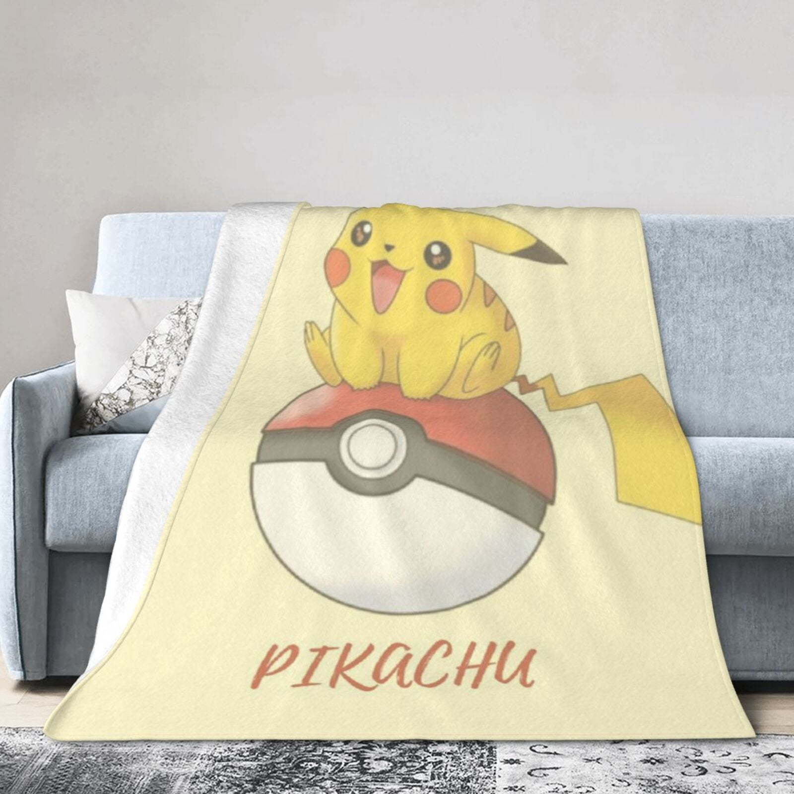 Cute Cartoon Pikachu Soft Fuzzy Light Weight Pokemon character Printed ...