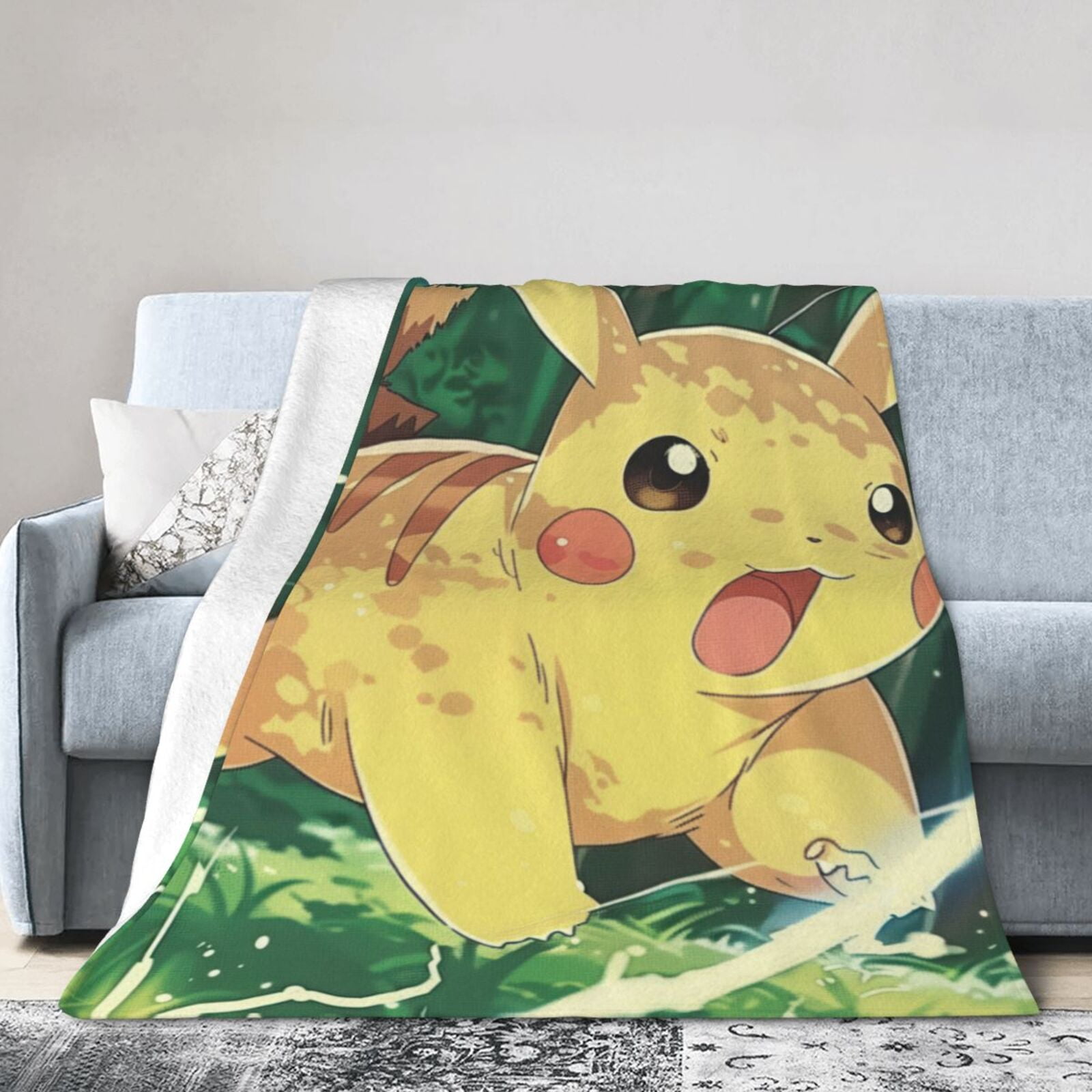 Cute Cartoon Pikachu Soft Fuzzy Light Weight Pokemon character Printed ...