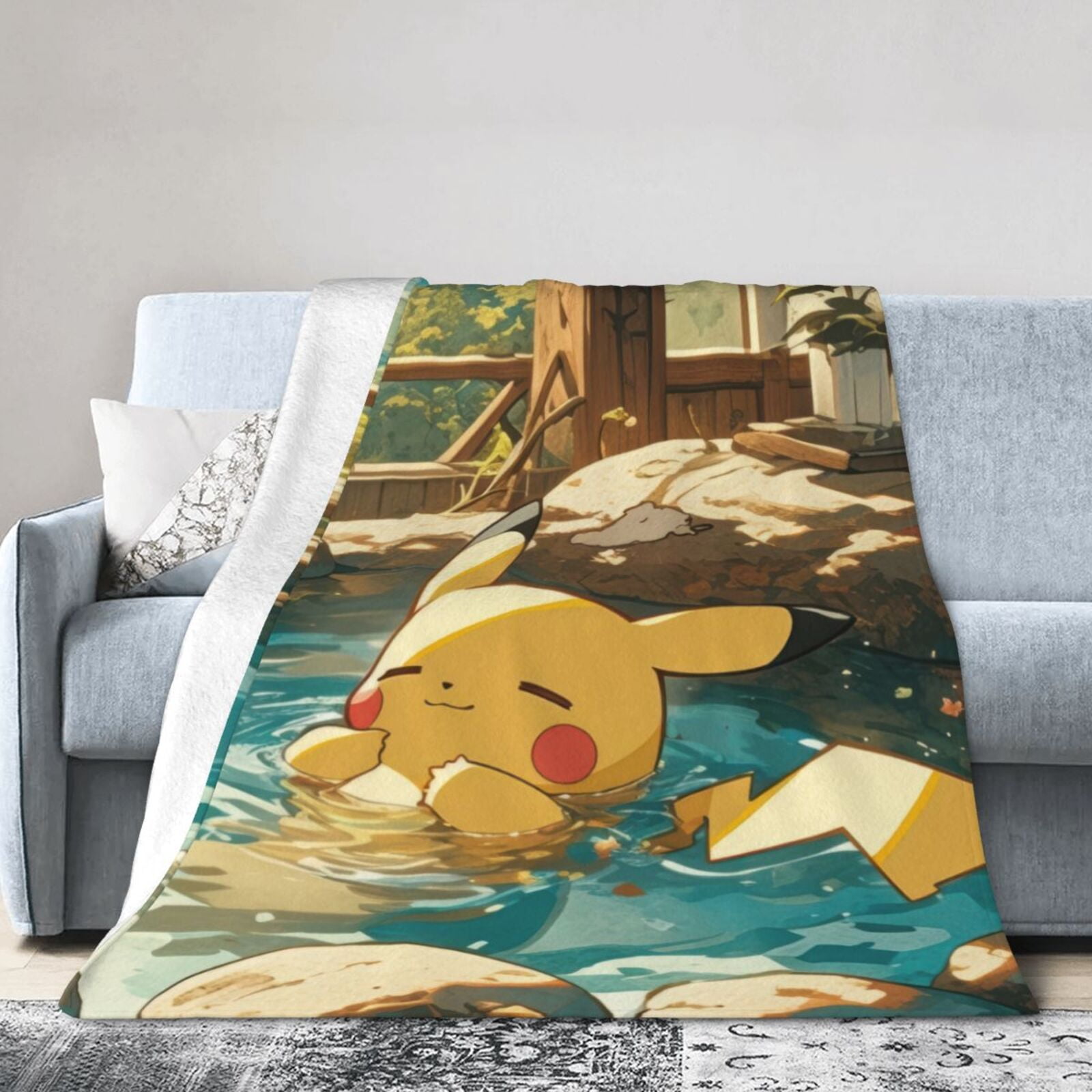 Cute Cartoon Pikachu Soft Fuzzy Light Weight Pokemon character Printed ...