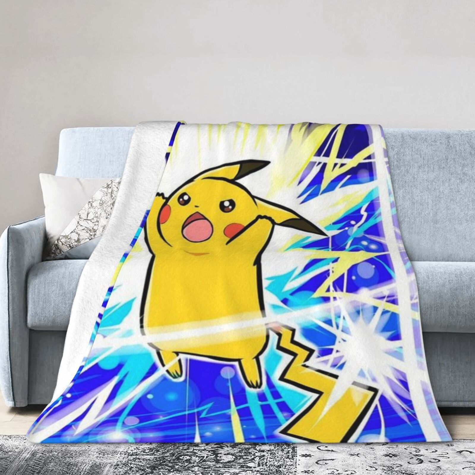 Cute Cartoon Pikachu Soft Fuzzy Light Weight Pokemon character Printed ...