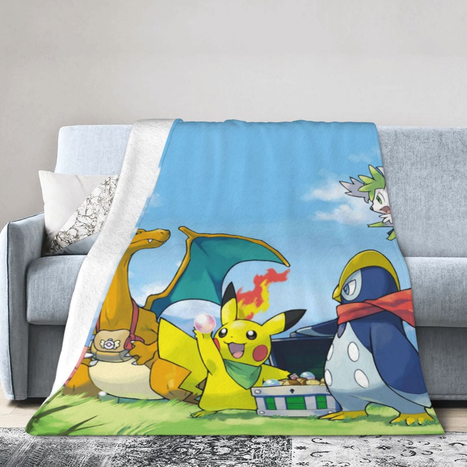 Cute Cartoon Pikachu Soft Fuzzy Light Weight Pokemon character Printed ...