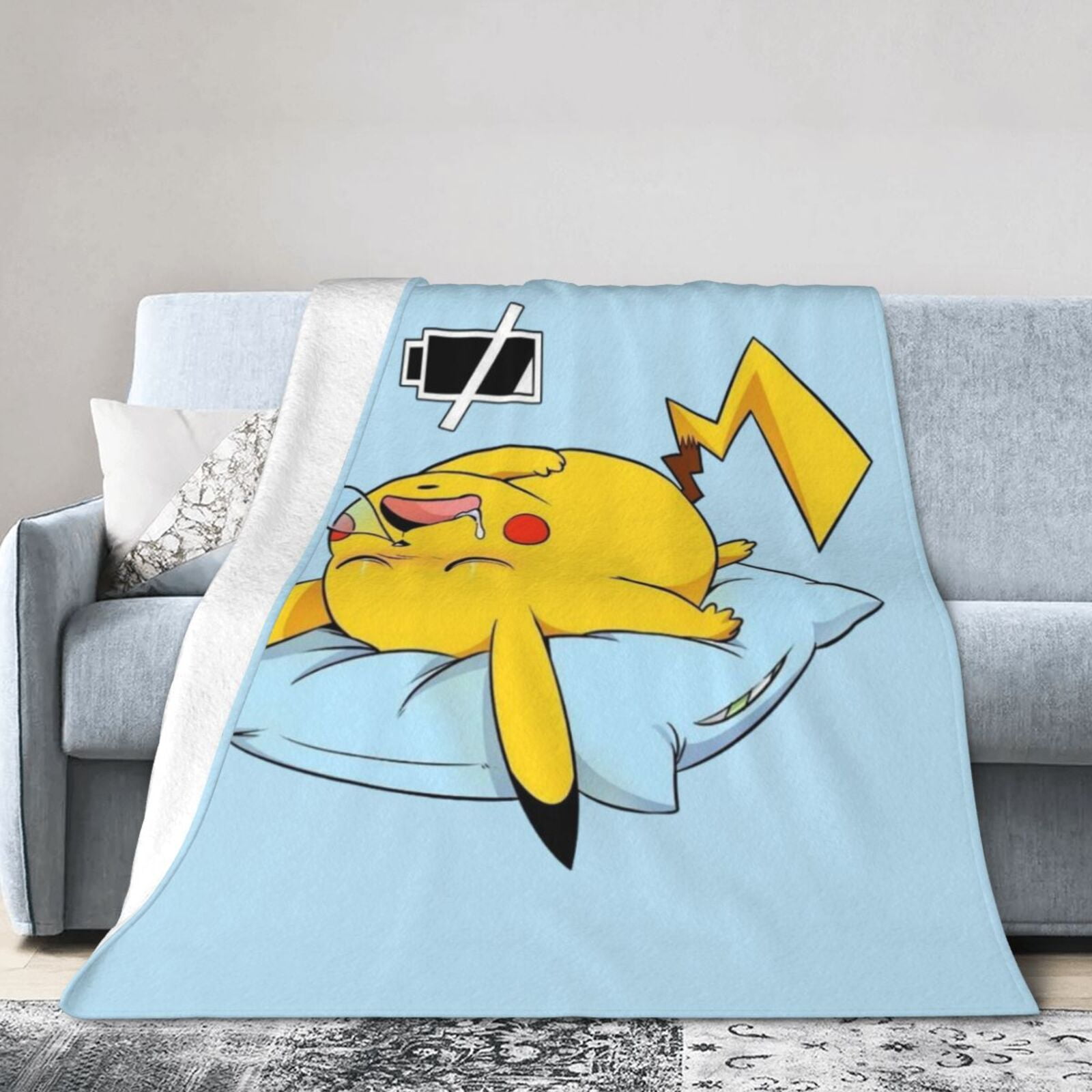 Cute Cartoon Pikachu Soft Fuzzy Light Weight Pokemon character Printed ...
