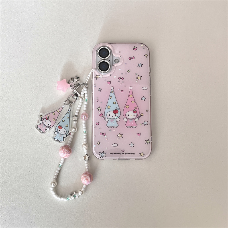 Cute Cartoon Pink Hat Hello Kitty Phone Case For iPhone 16 ProMax Dual ...