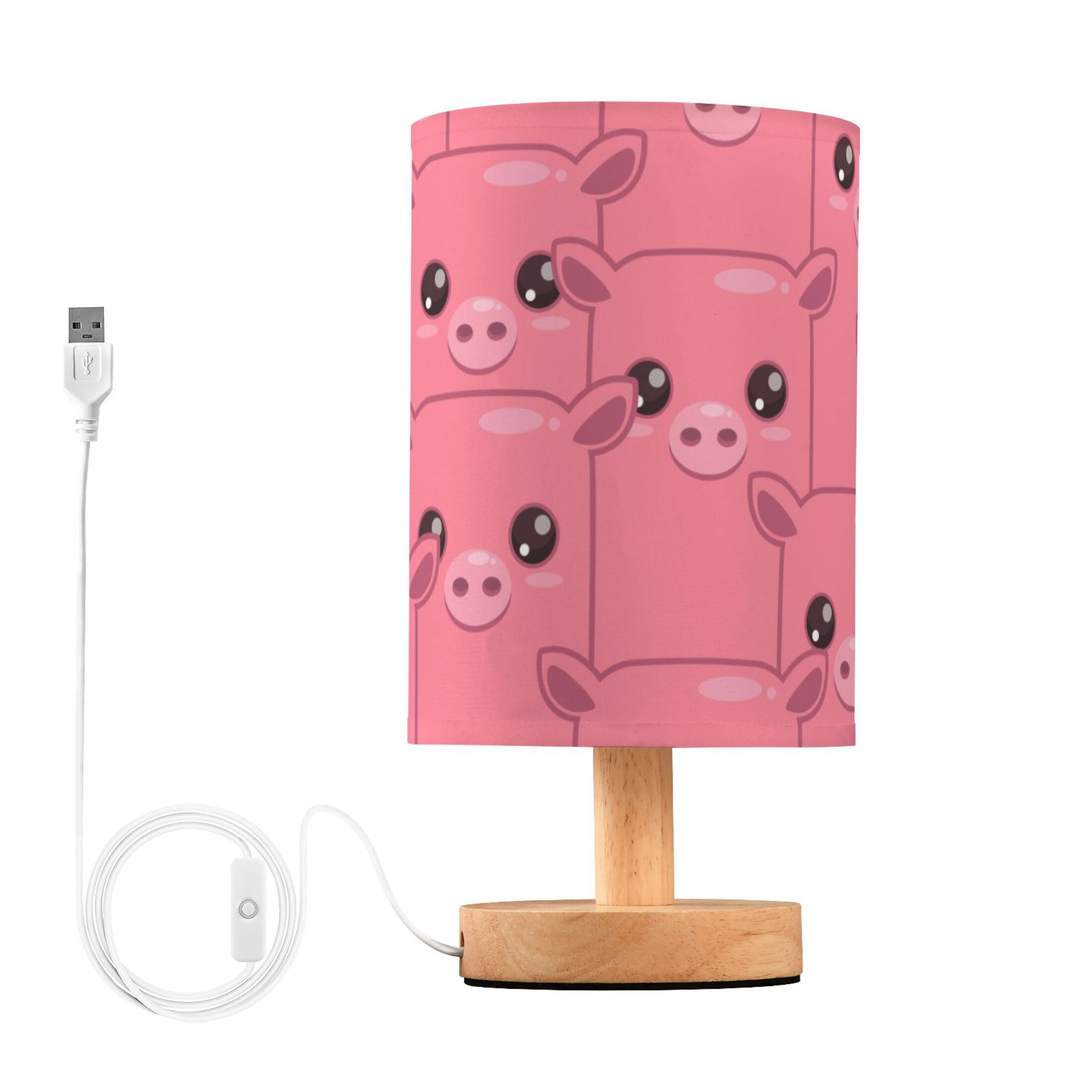 Cute Cartoon Pink Pig Bedside Table Lamp LED Warm Lights with USB ...