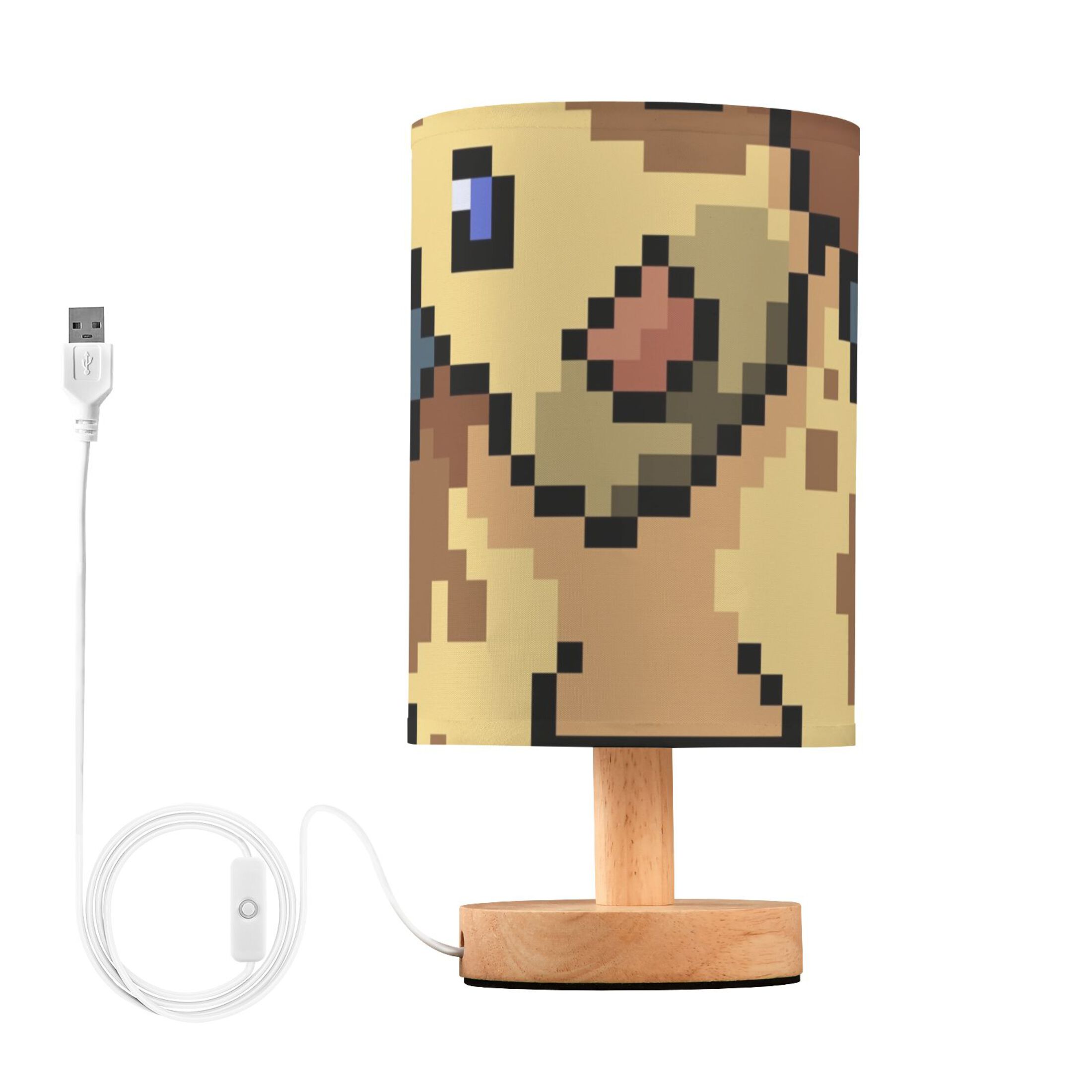 Cute Cartoon Pixel Dog Funny Bedside Table Lamp LED Warm Lights with ...