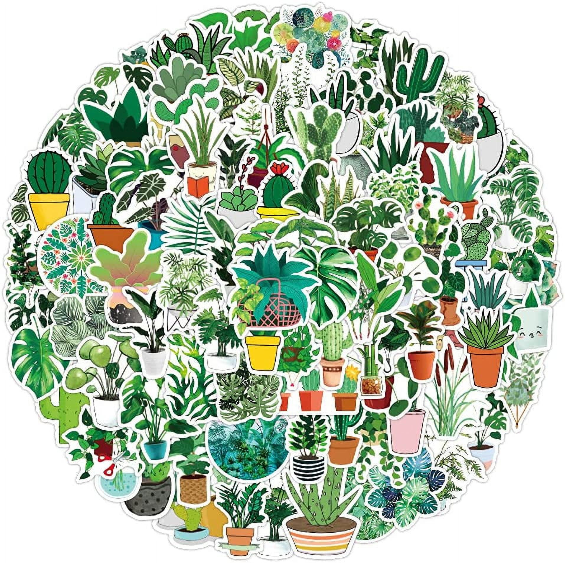 Cute Cartoon Plant Potted Stickers 100 Pcs Trendy Style Stickers Laptop ...