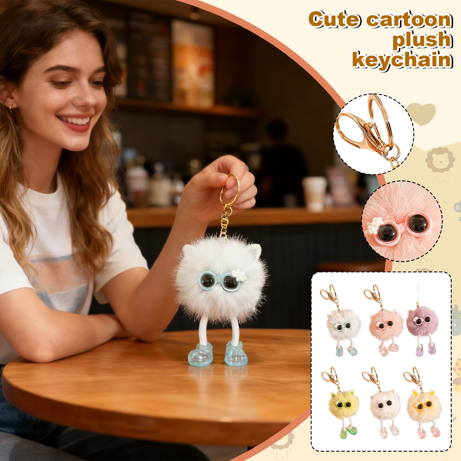 Cute Cartoon Plush Keychain for Bags 3.54 Inch Soft Stuffed Doll ...