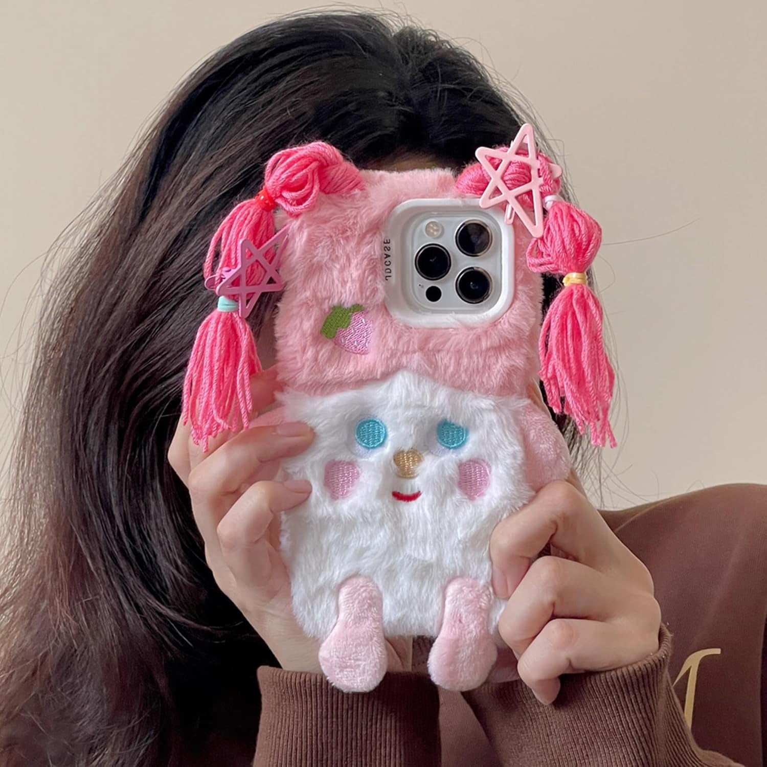 Cute Cartoon Plush Phone Case Compatible with iPhone 11, Funny 3D Blue ...