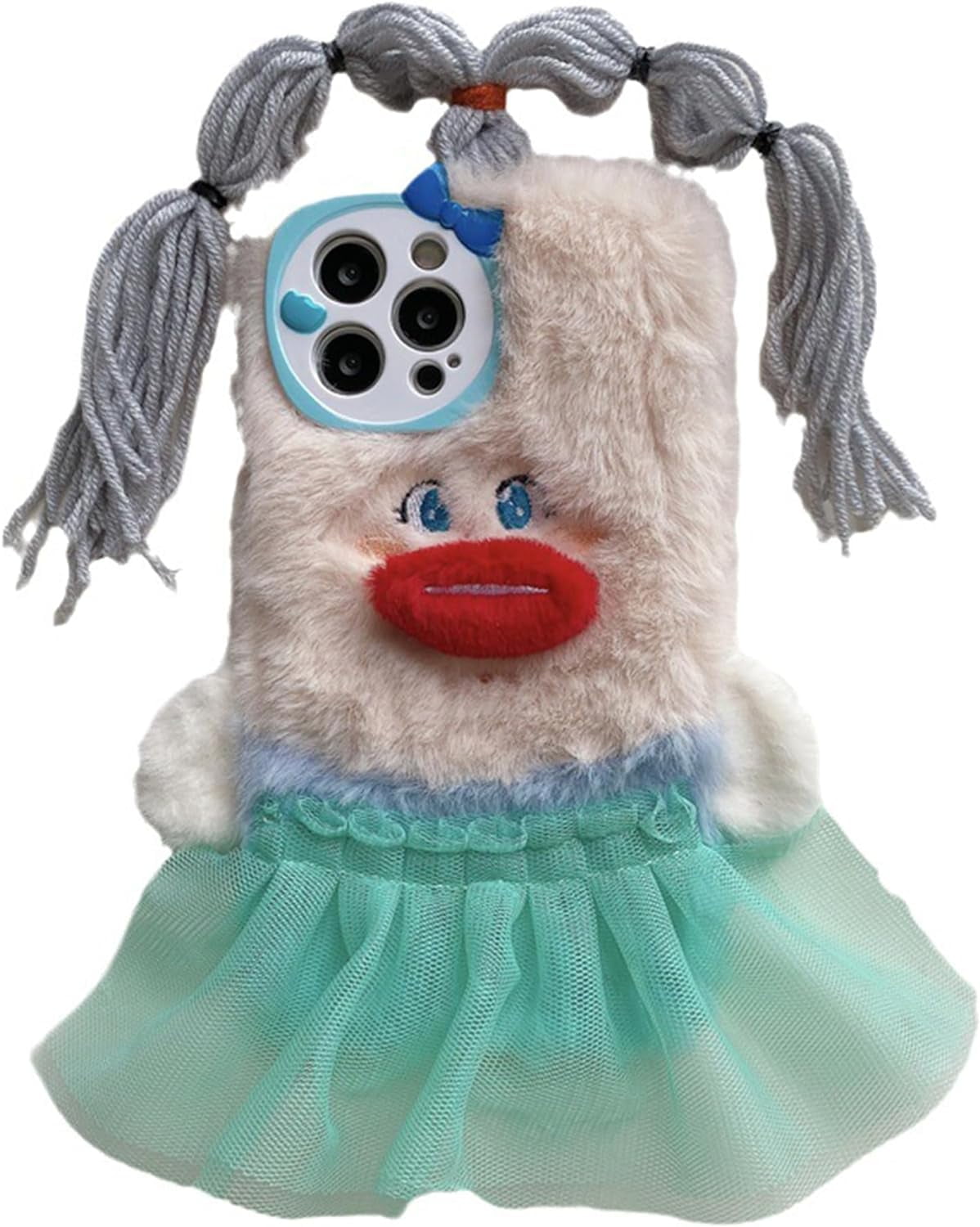 Cute Cartoon Plush Phone Case Compatible with iPhone 12, Funny 3D Furry ...