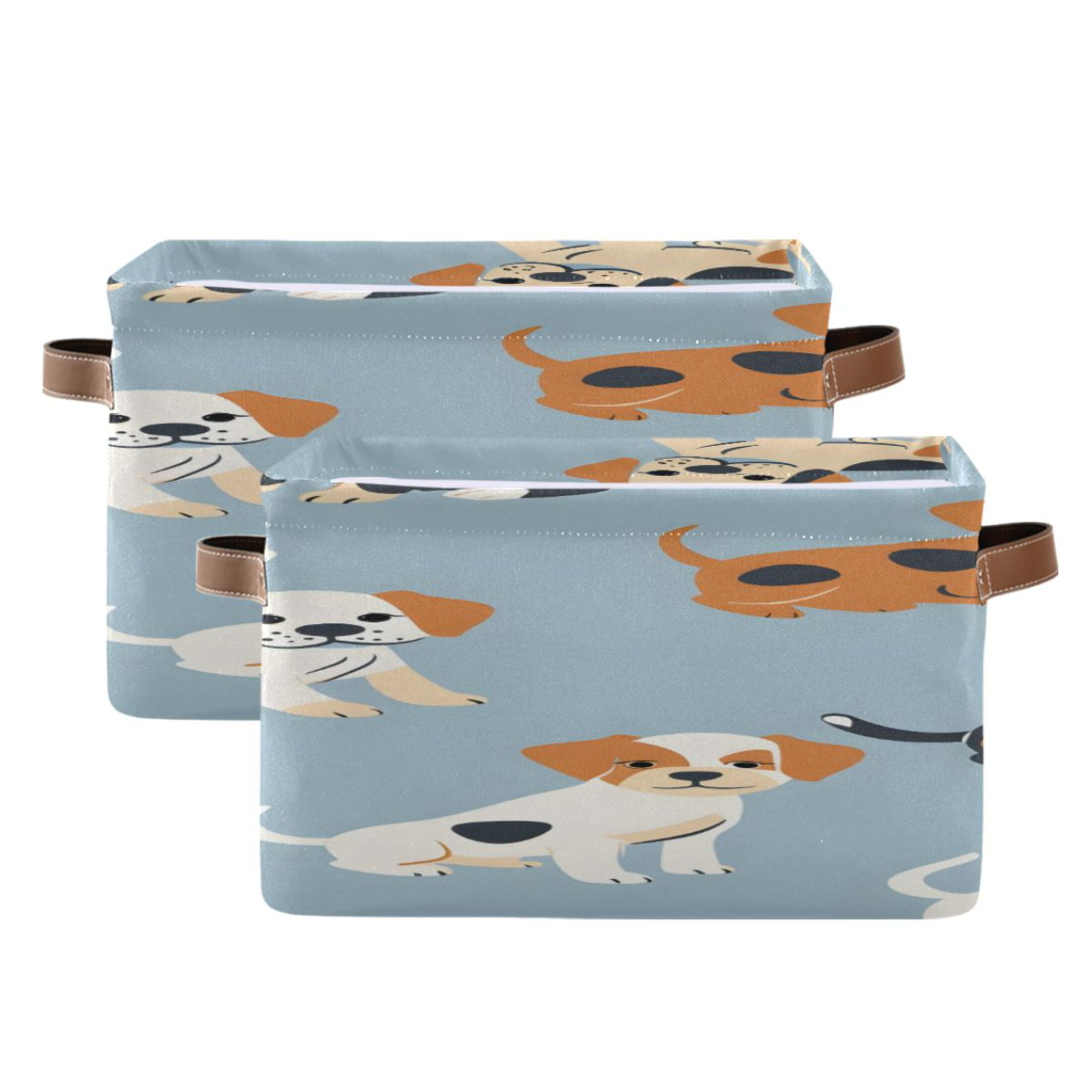 Cute Cartoon Puppies Square Storage Bins with Handles Collapsible ...