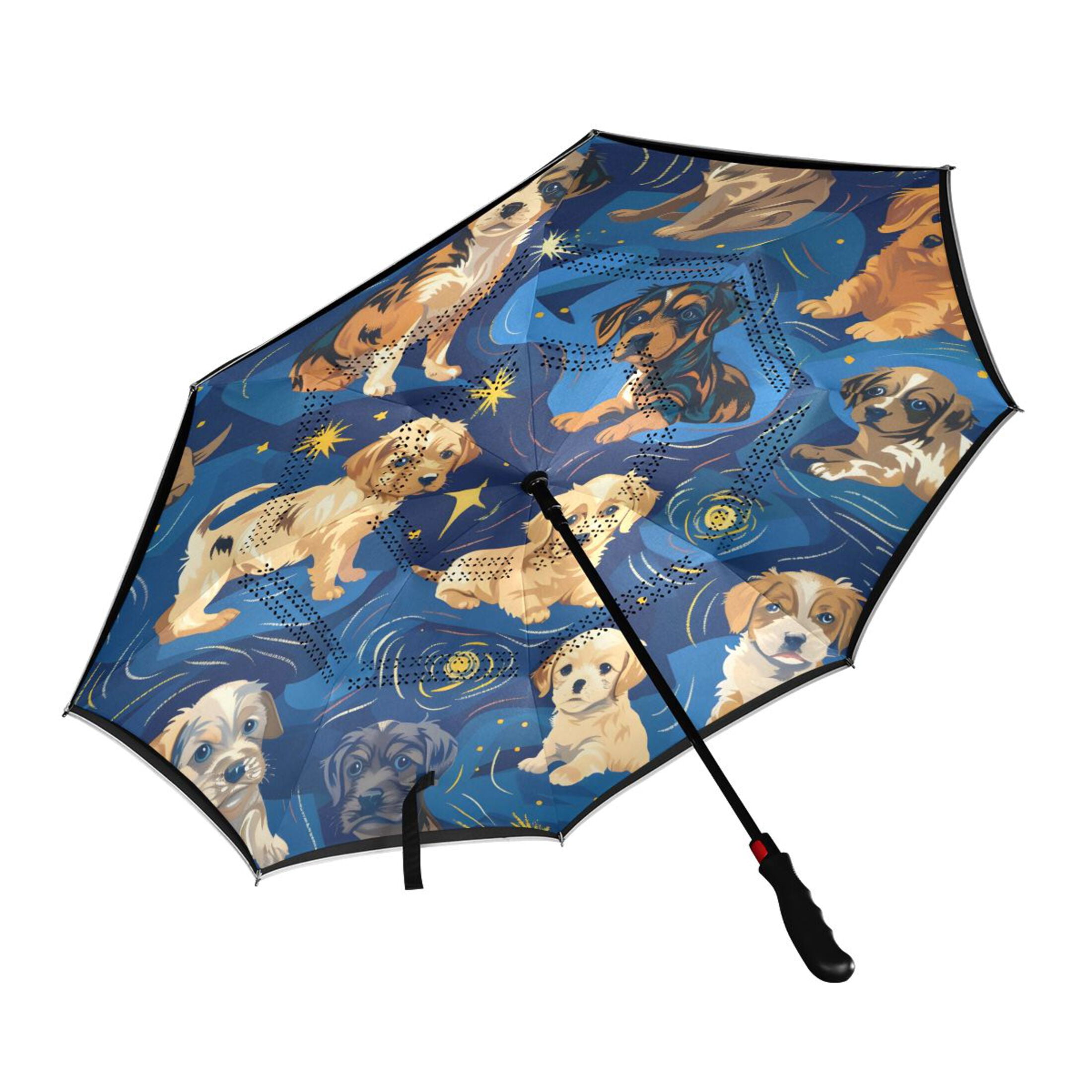 Cute Cartoon Puppies Starry Night Starry Night Style Automatic Reverse ...
