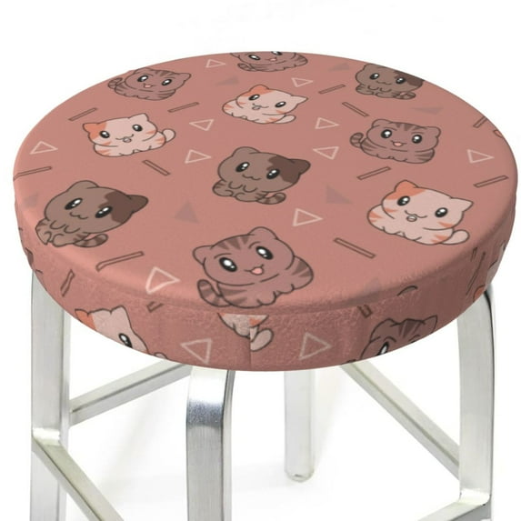 Cute Cartoon Q Version Cat Bar Stool Covers - Stretch Round Seat Covers ...