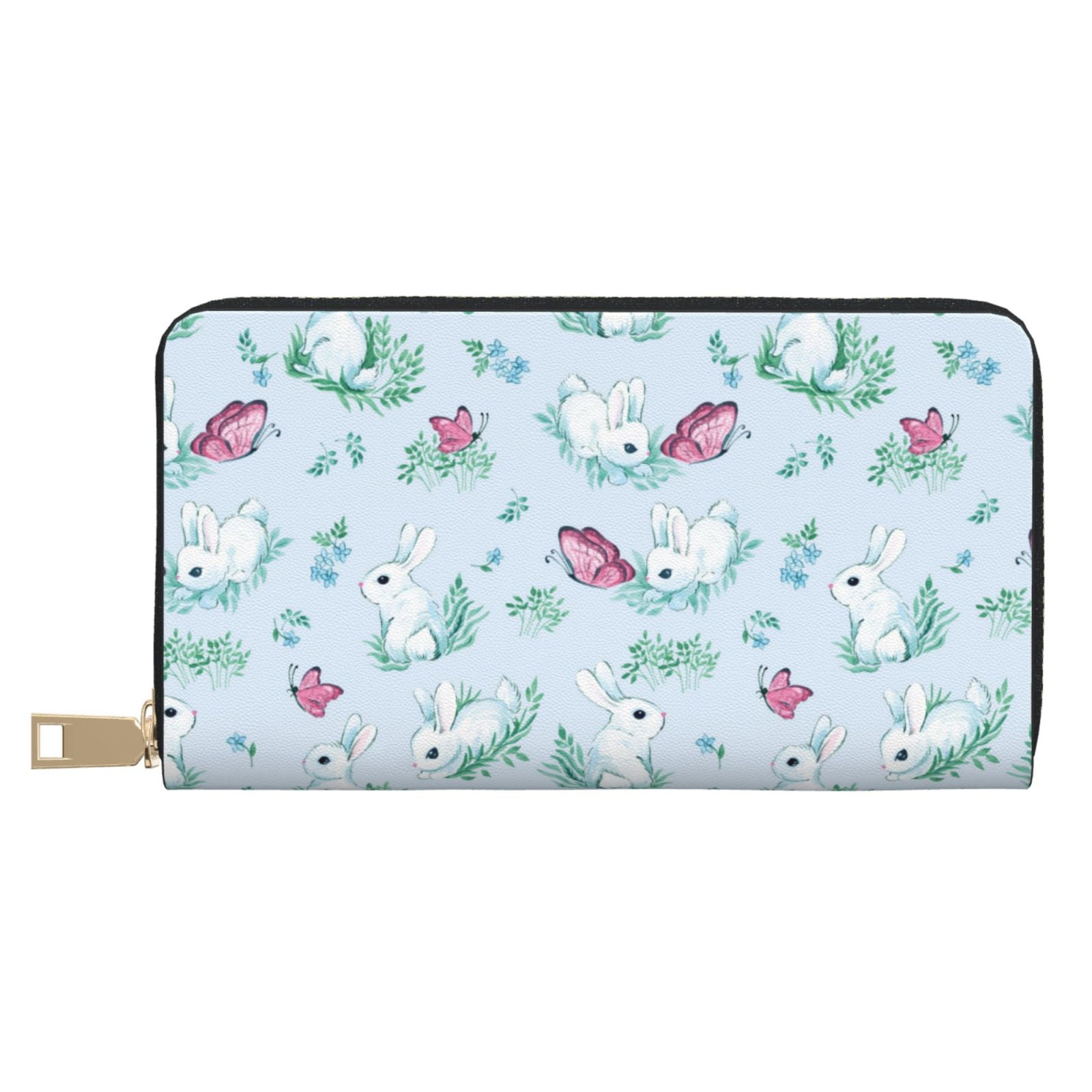 Cute Cartoon Rabbit Butterfly Wallet Women, Leather Bifold Multi Card ...