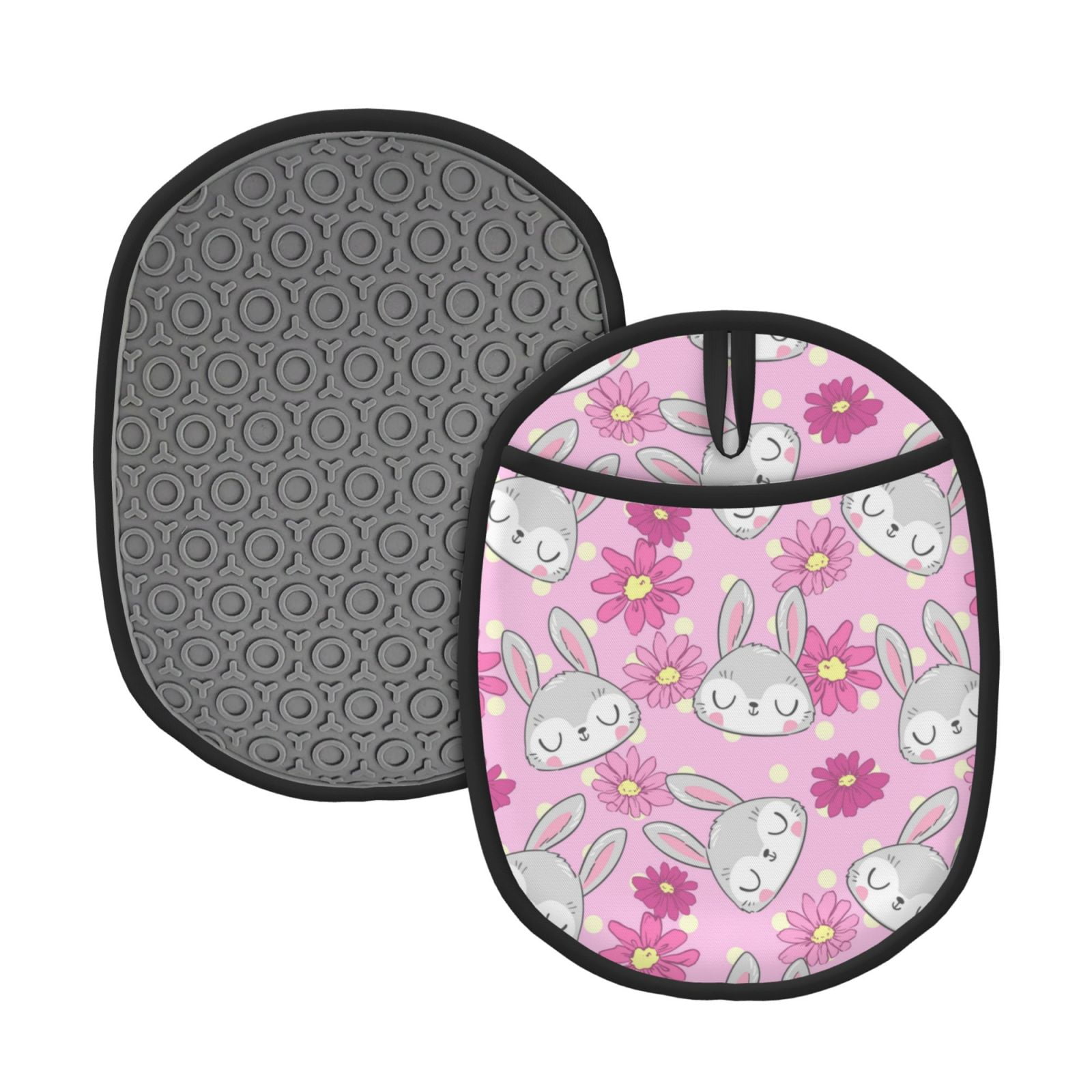 Cute Cartoon Rabbit Flower Pink Pot Holders for Kitchen - Heat ...