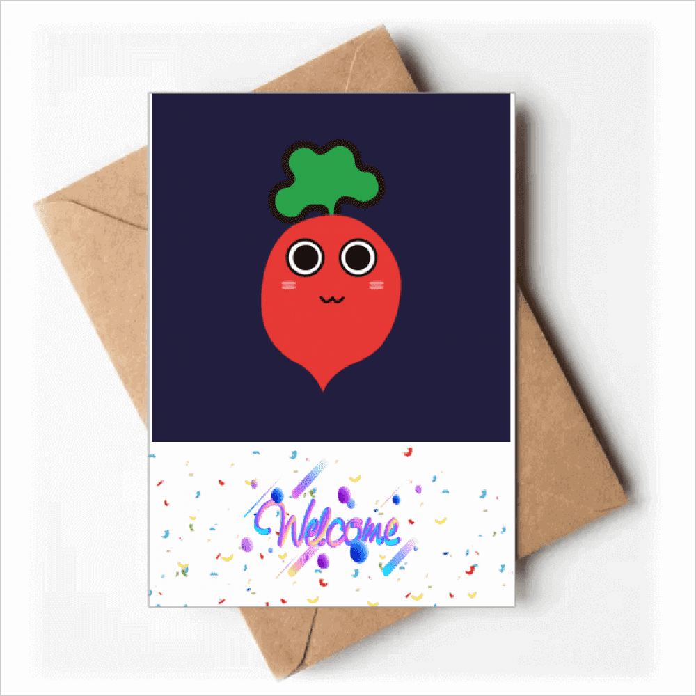 Cute Cartoon Radish Cry Face Cartoon Welcome Back Greeting Cards ...