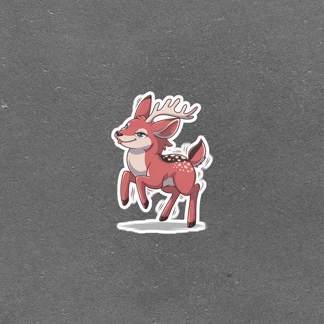 Cute Cartoon Red Deer Sticker - Fun Wildlife Animal Decal For Kidsphone ...