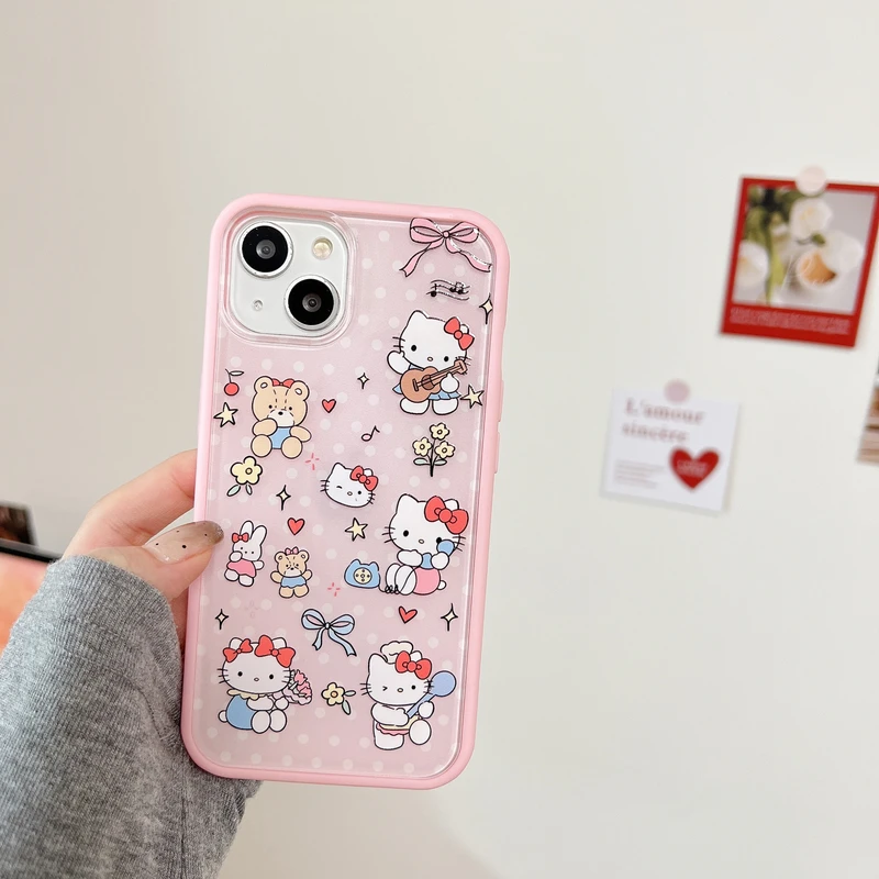 Cute Cartoon Sanrio Hello Kitty Bear Phone Case For iPhone 15 Pro 14 13 ...