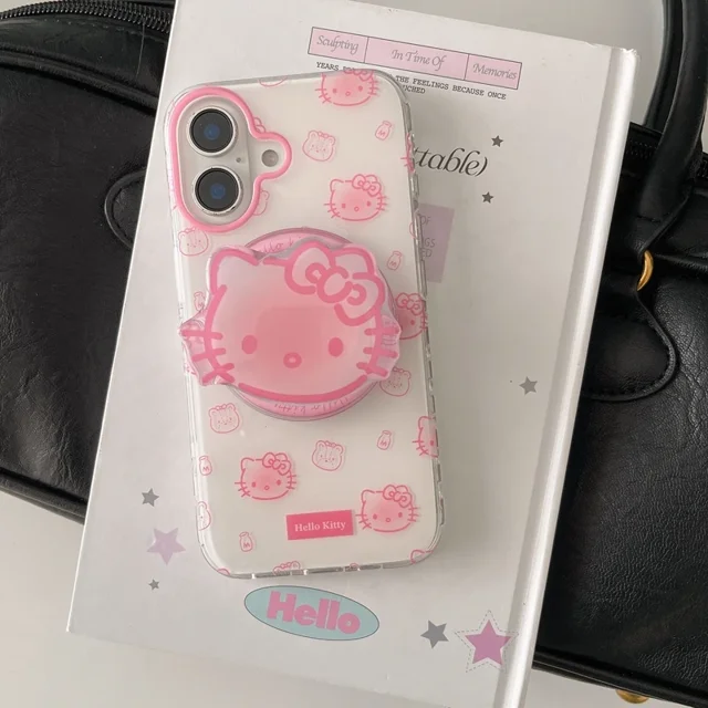 Cute Cartoon Sanrio Hello Kitty Magnetic Grip Holder Magsafe Wireless Charge Phone Case For ...