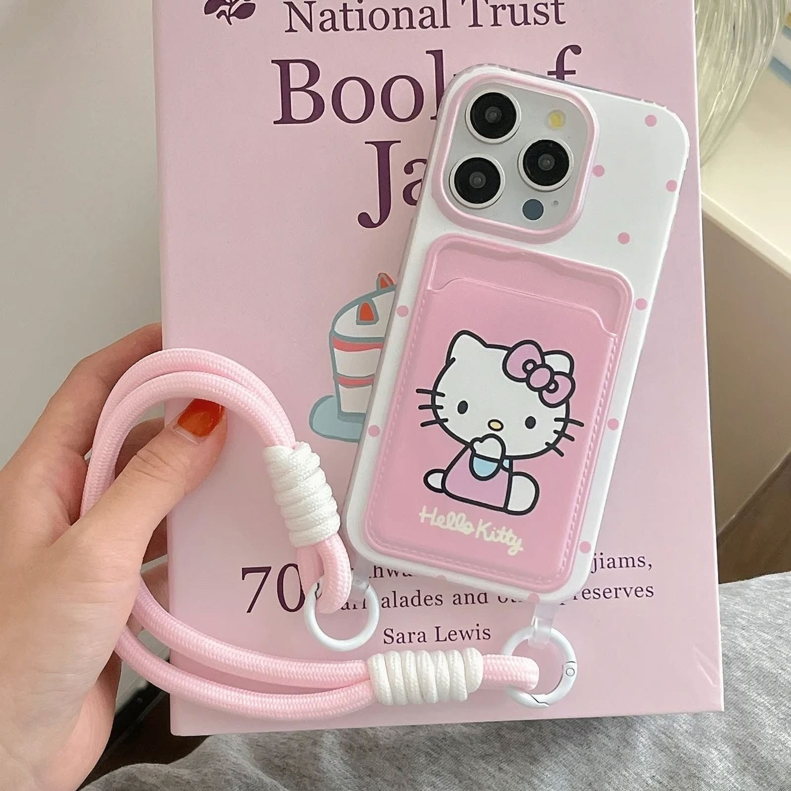 Cute Cartoon Sanrio Hello Kitty Wave Point Card Wallet Pocket Phone ...