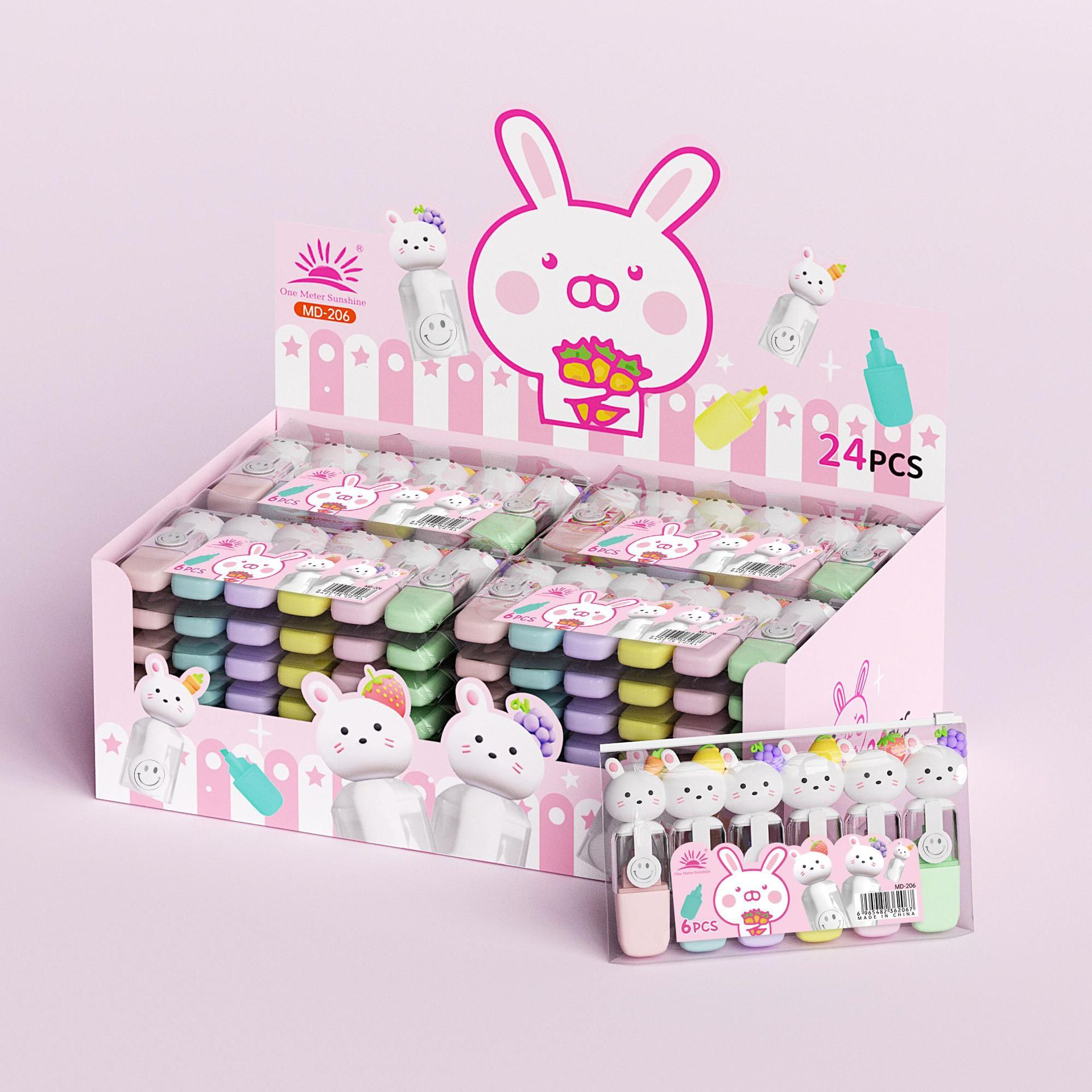 Cute Cartoon Sanrio Mini 6 Color Highlighter Set Modeling High Color ...