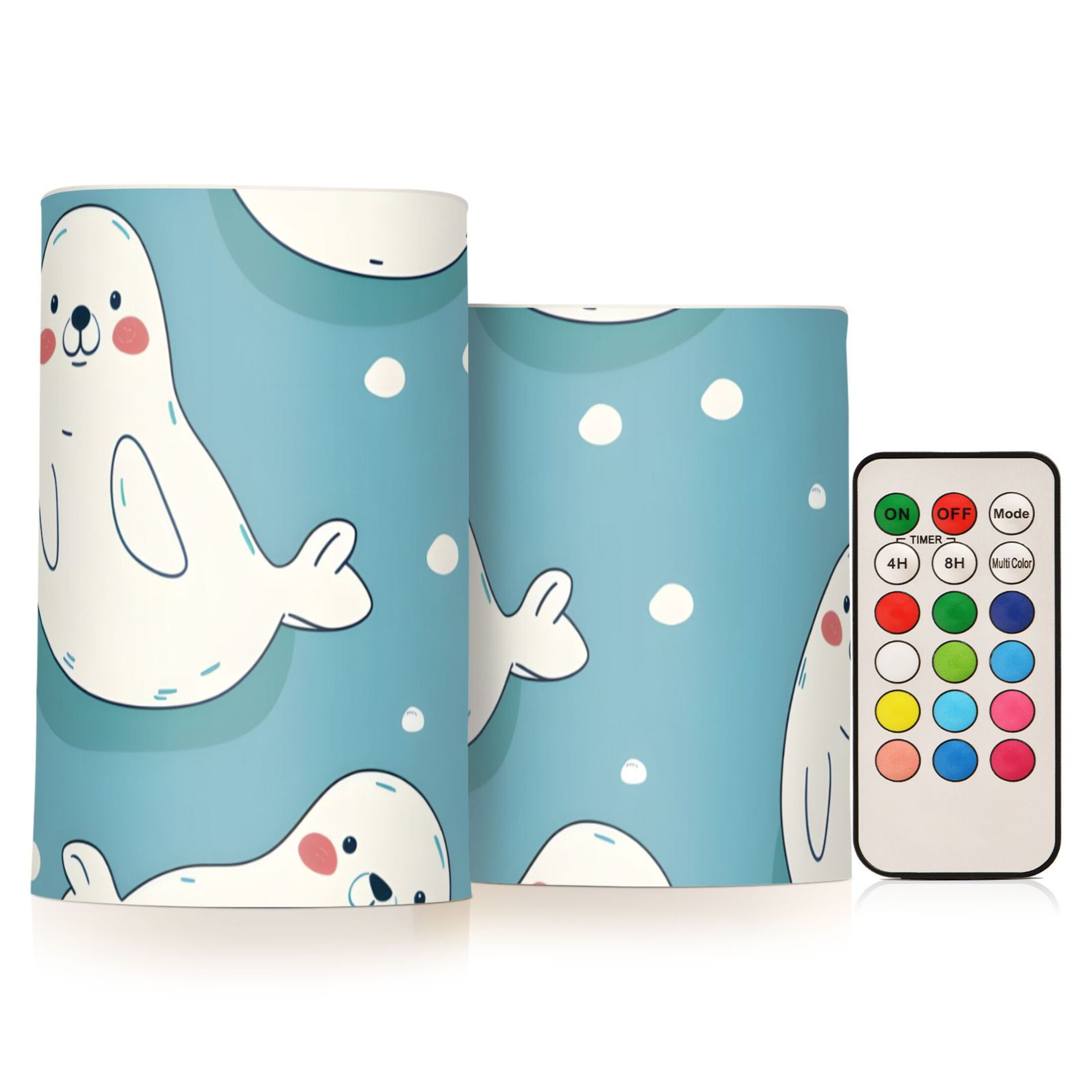Cute Cartoon Seal Flickering Flameless LED Candles set of 2 Battery ...