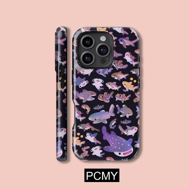 Cute Cartoon Seal and Shark Phone Case for iPhone 11 12 13 14 15 16 Pro ...
