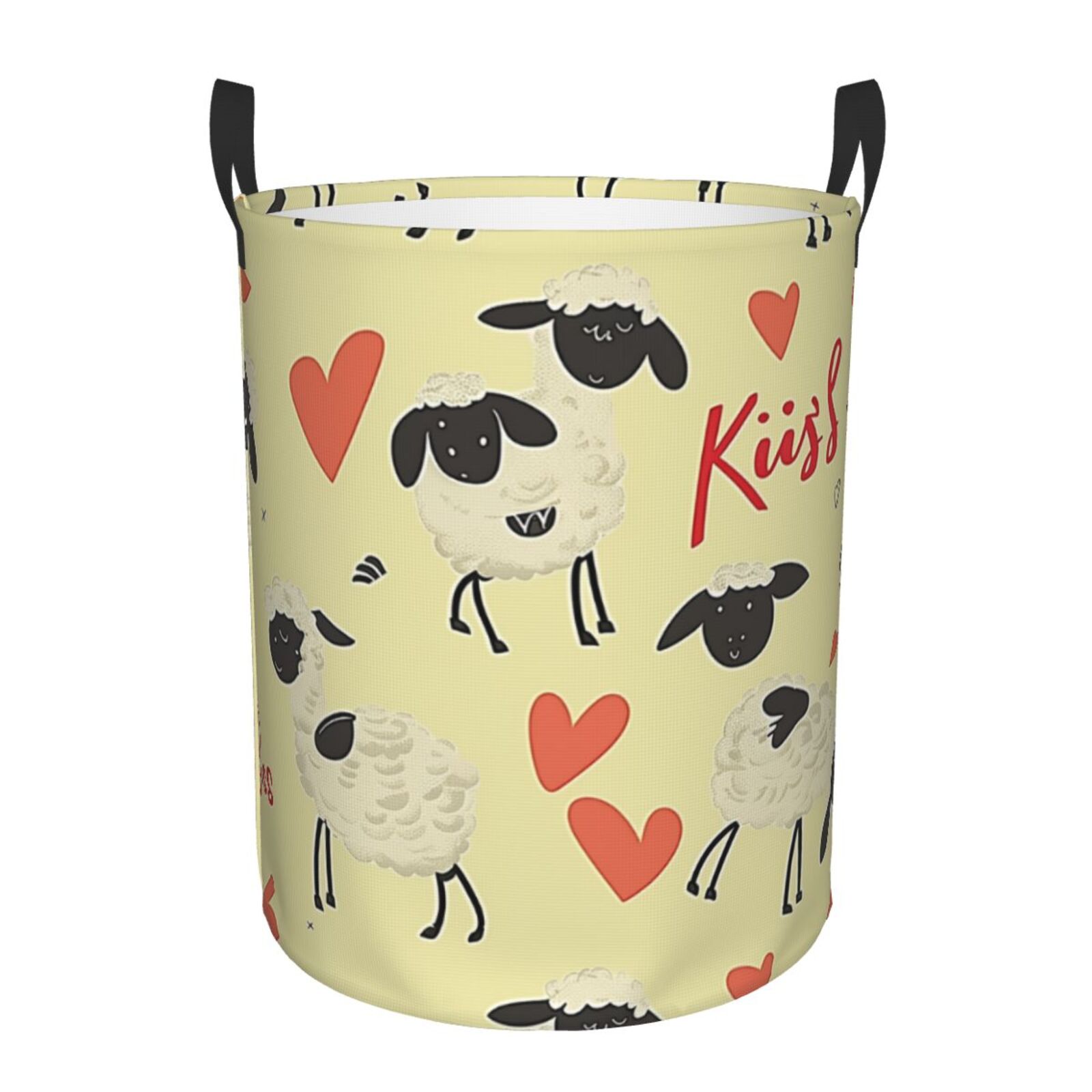 Cute Cartoon Sheep with Kisses and Circular - Dirty Clothes Storage ...
