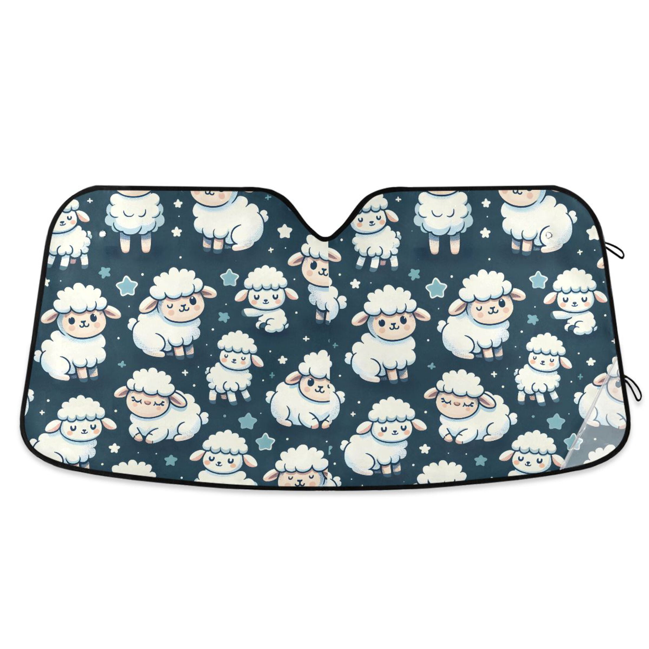 Cute Cartoon Sheeps Car Windshield Sun Shade Foldable Car Front Window ...