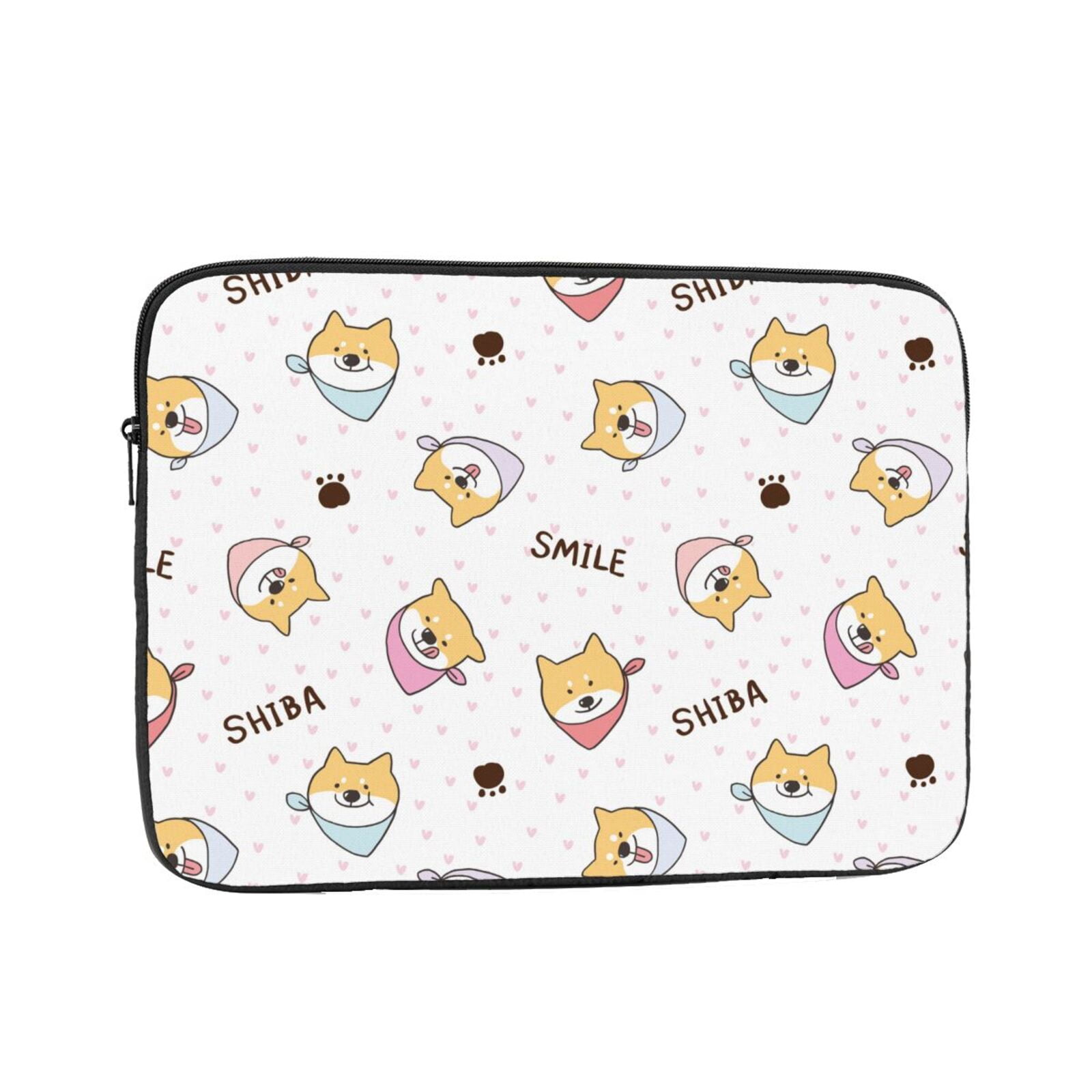 Cute Cartoon Shiba Inu Face Design 15 inch Portable Laptop Sleeve ...