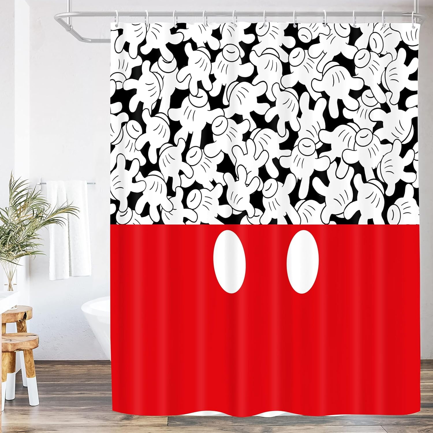 Cute Cartoon Shower Curtain White and Red Children Cartoons Kids Shower ...