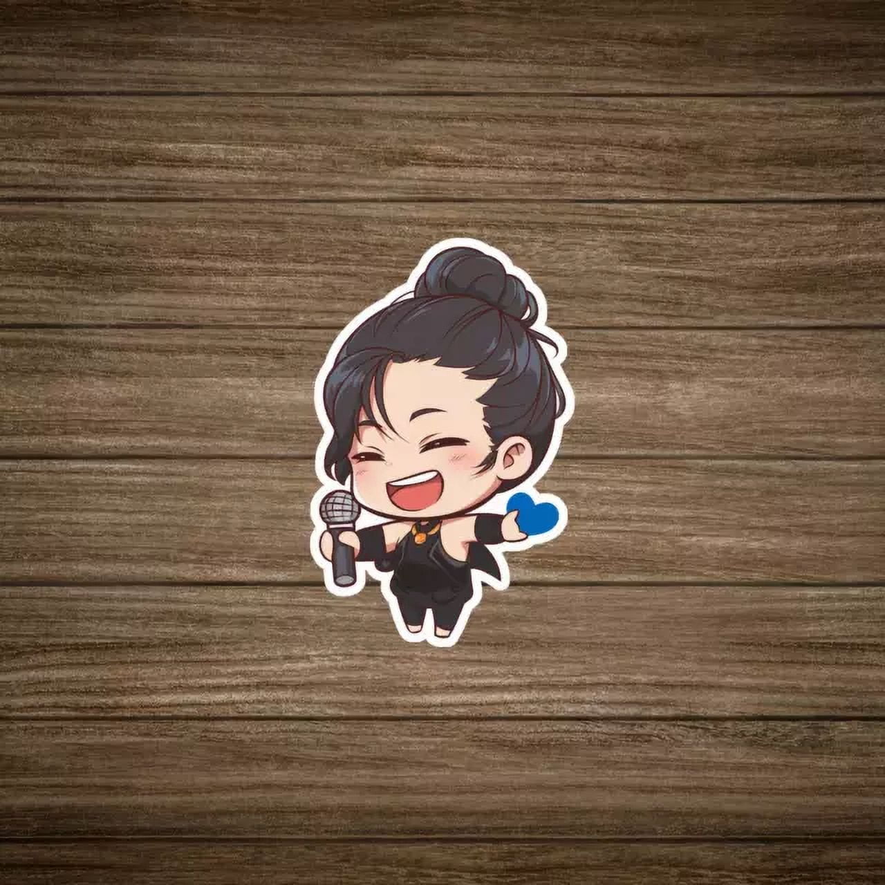 Cute Cartoon Singer Sticker - Kawaii Chibi Boy With Micphone Decal ...