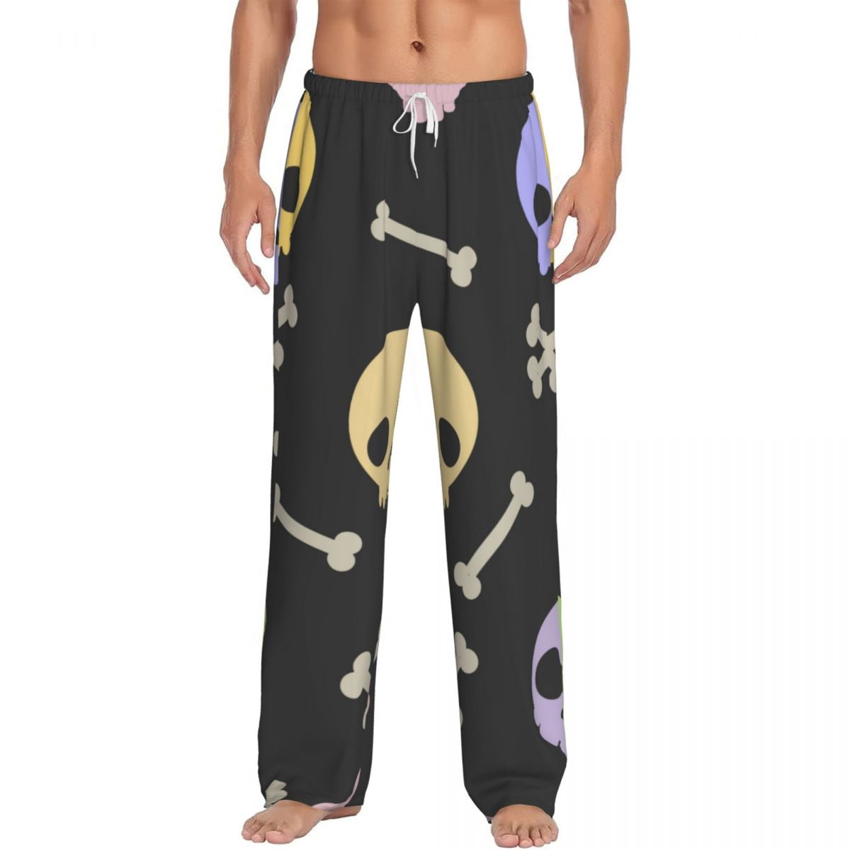 Cute Cartoon Skull And Bs Pajama Pants Sleepwear for Men Elastic ...